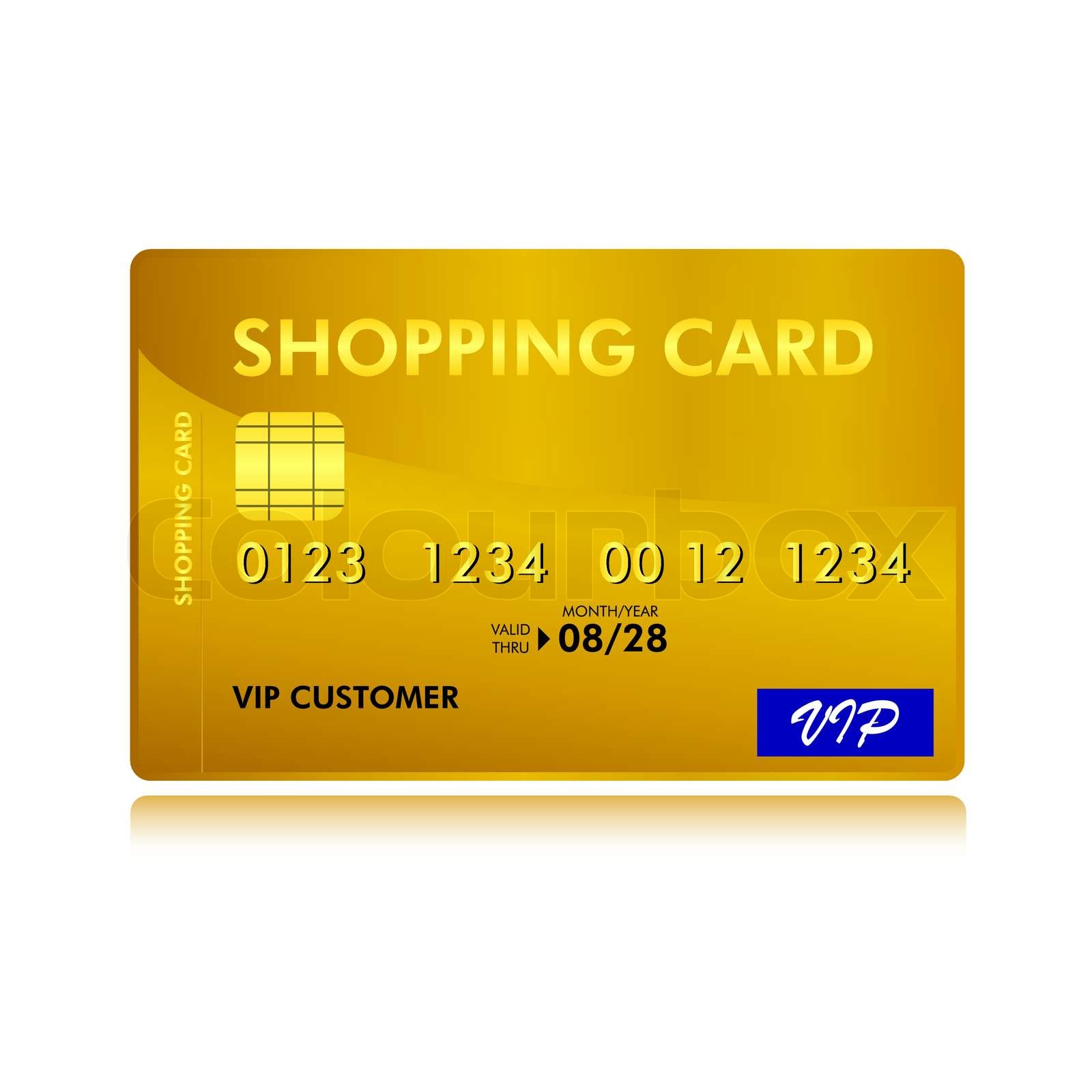 Shopping card in shiny gold | Stock vector | Colourbox