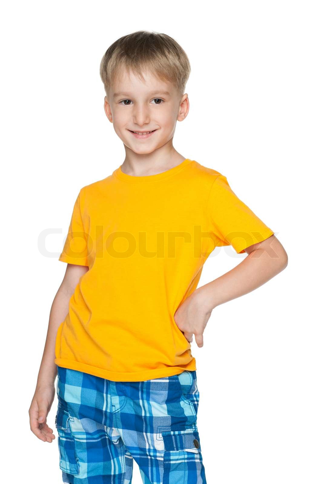 Cute boy in yellow shirt | Stock image | Colourbox