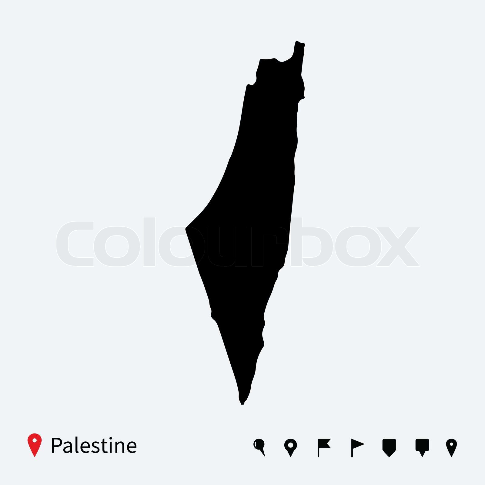 High detailed vector map of Palestine with navigation pins. | Stock ...