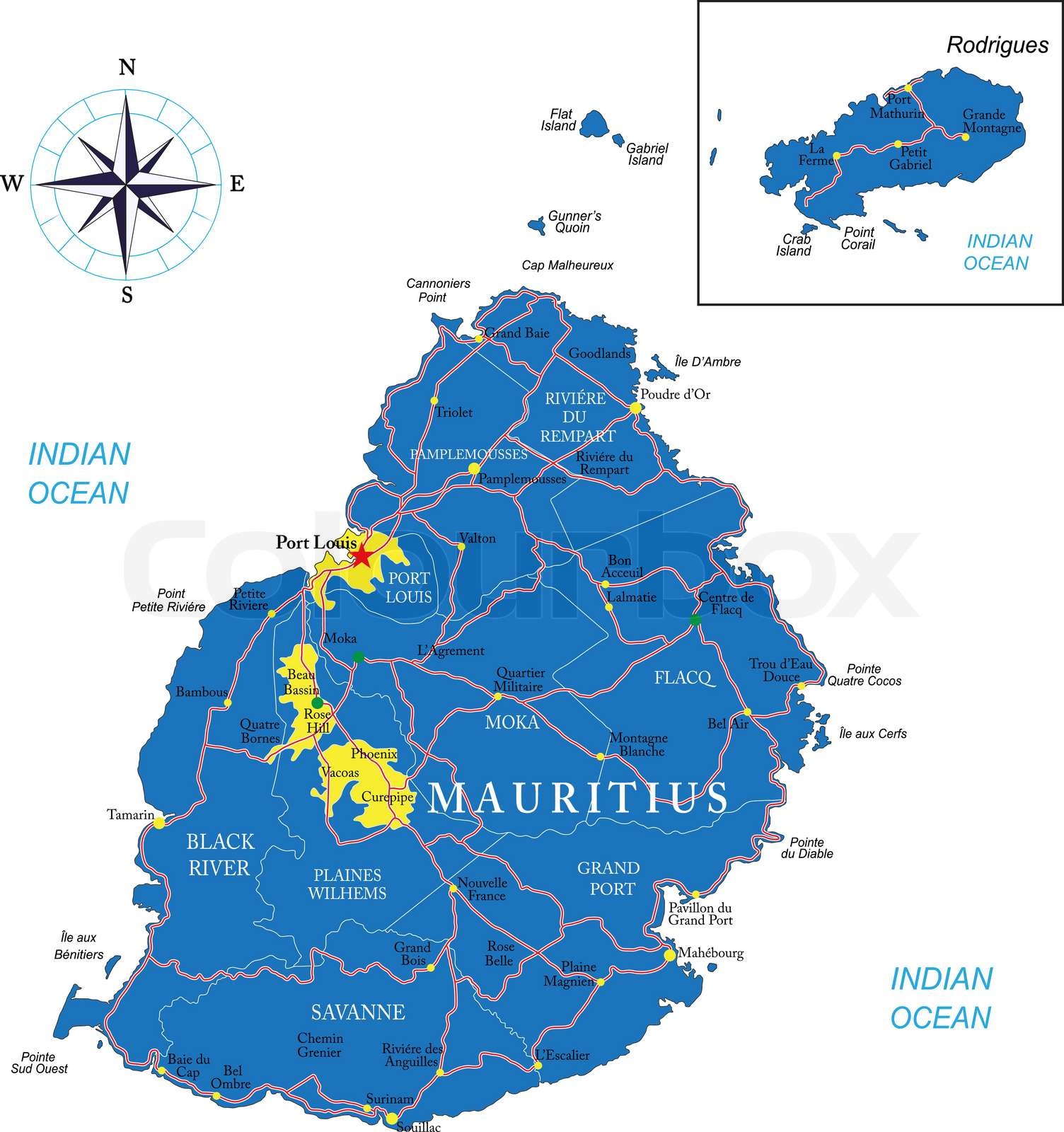 Mauritius map | Stock vector | Colourbox
