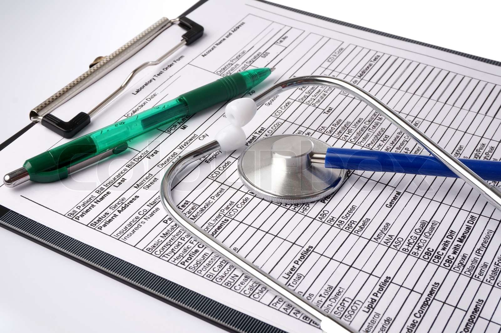 Medical chart with stethoscope | Stock foto | Colourbox