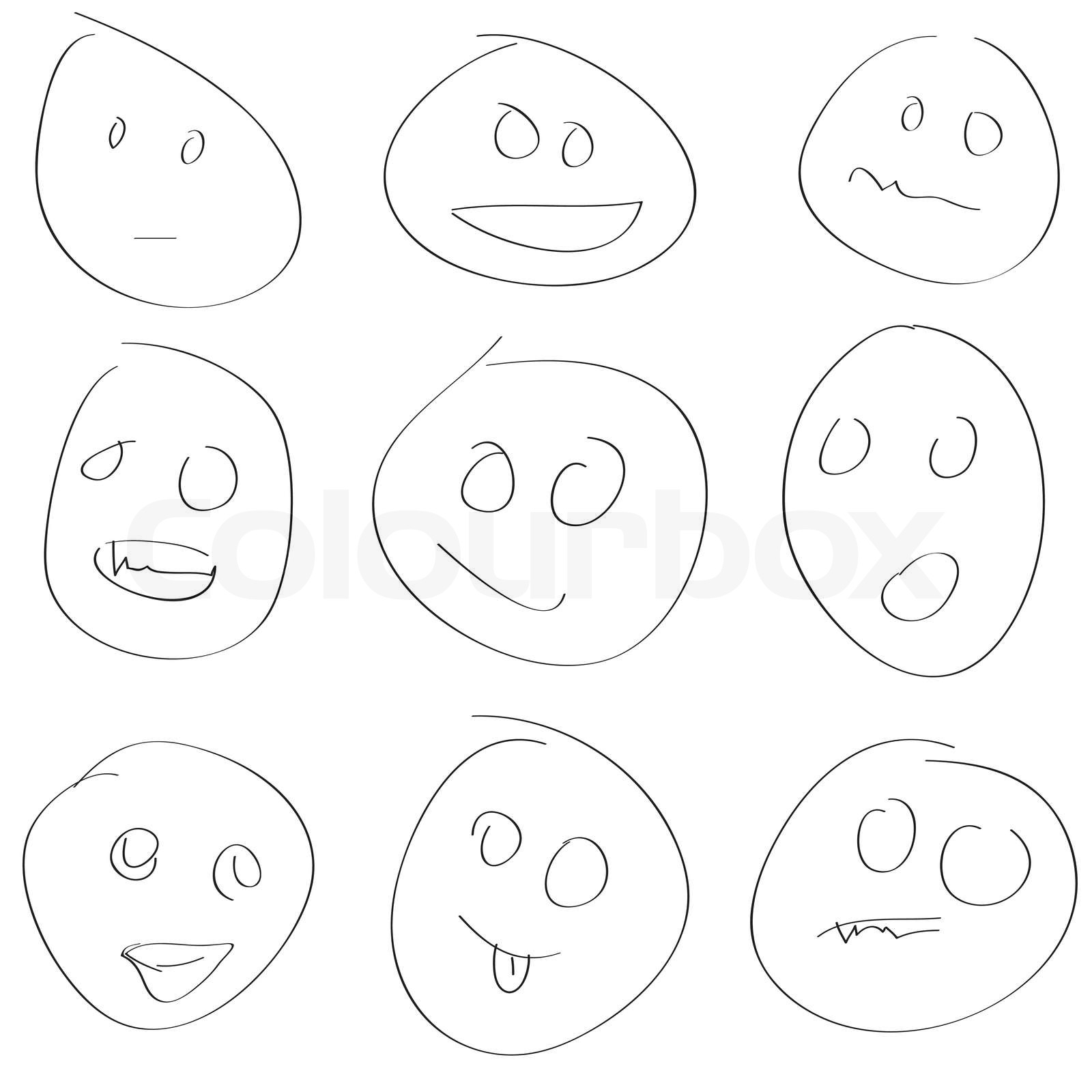Scetch smile set vector | Stock vector | Colourbox