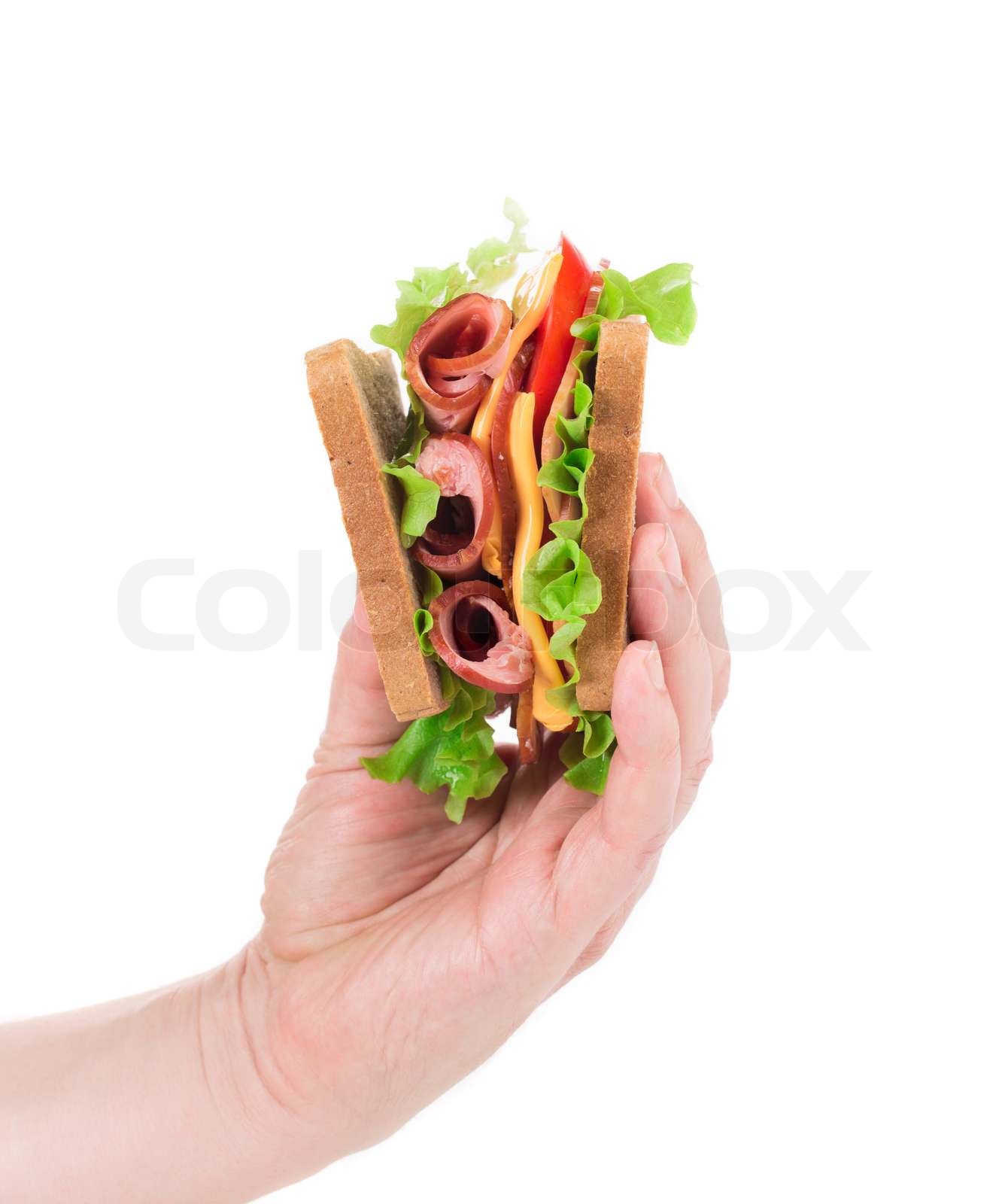 Sandwich in hand | Stock image | Colourbox