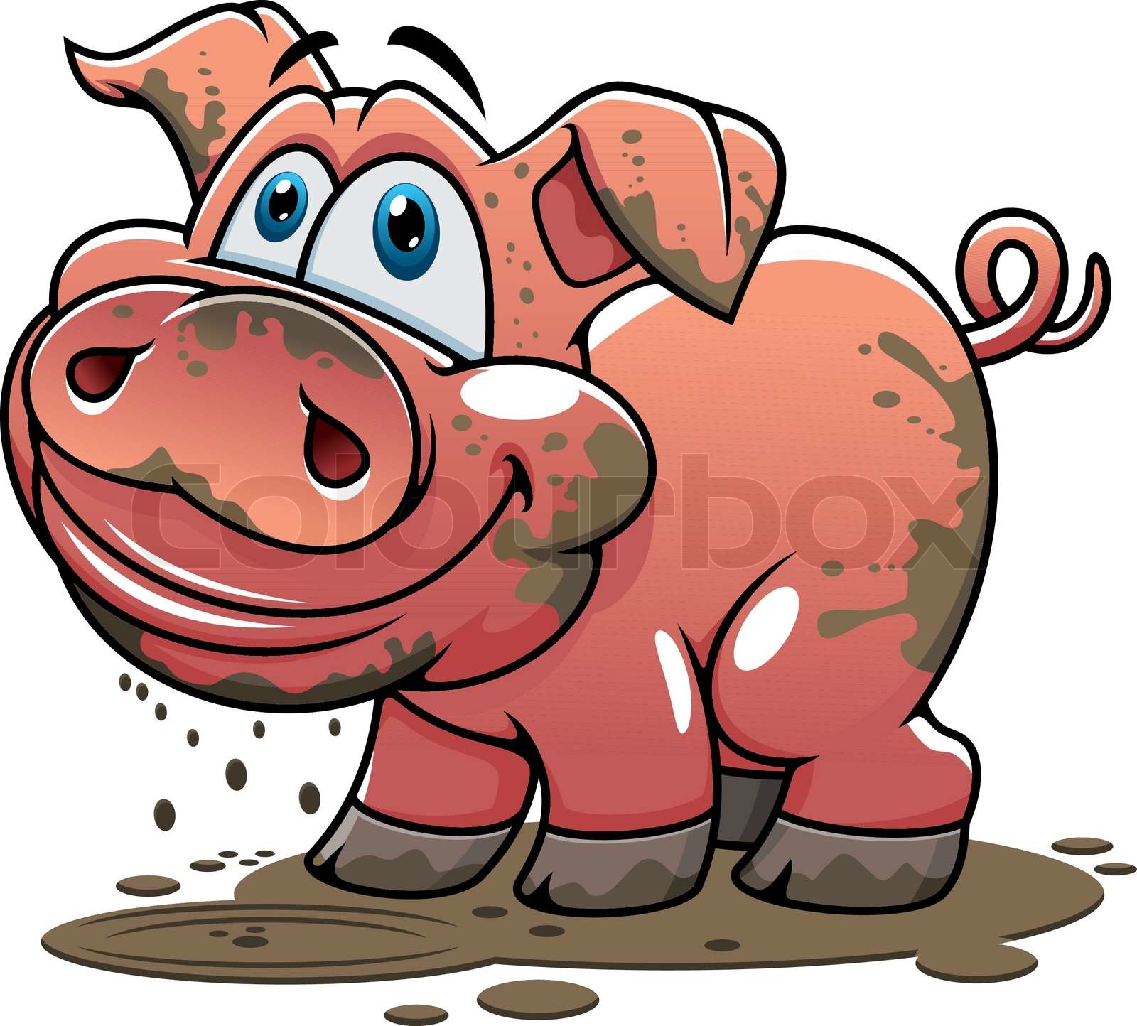 Cute little muddy cartoon pig | Stock vector | Colourbox
