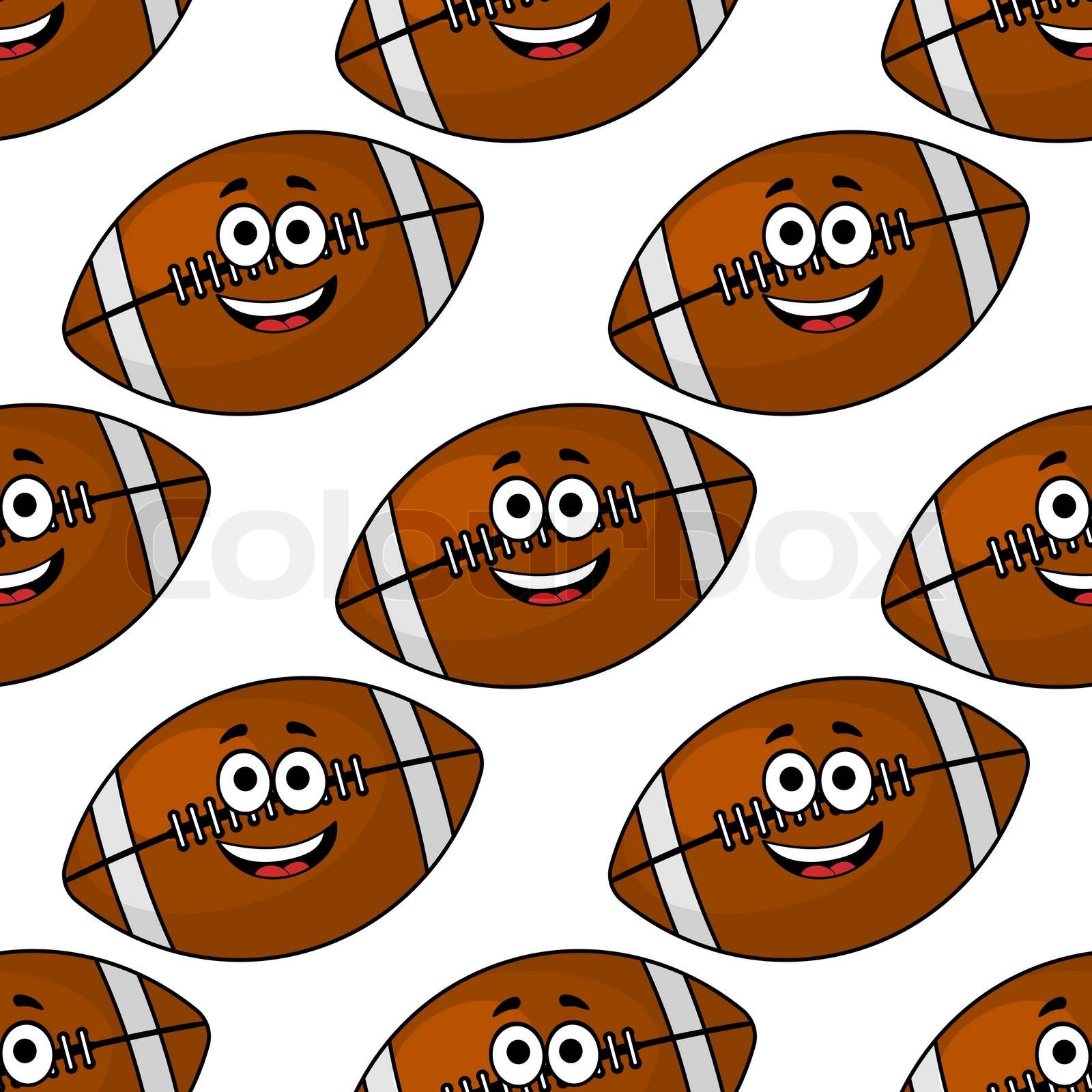 Seamless pattern of cartoon American footballs | Stock vector | Colourbox