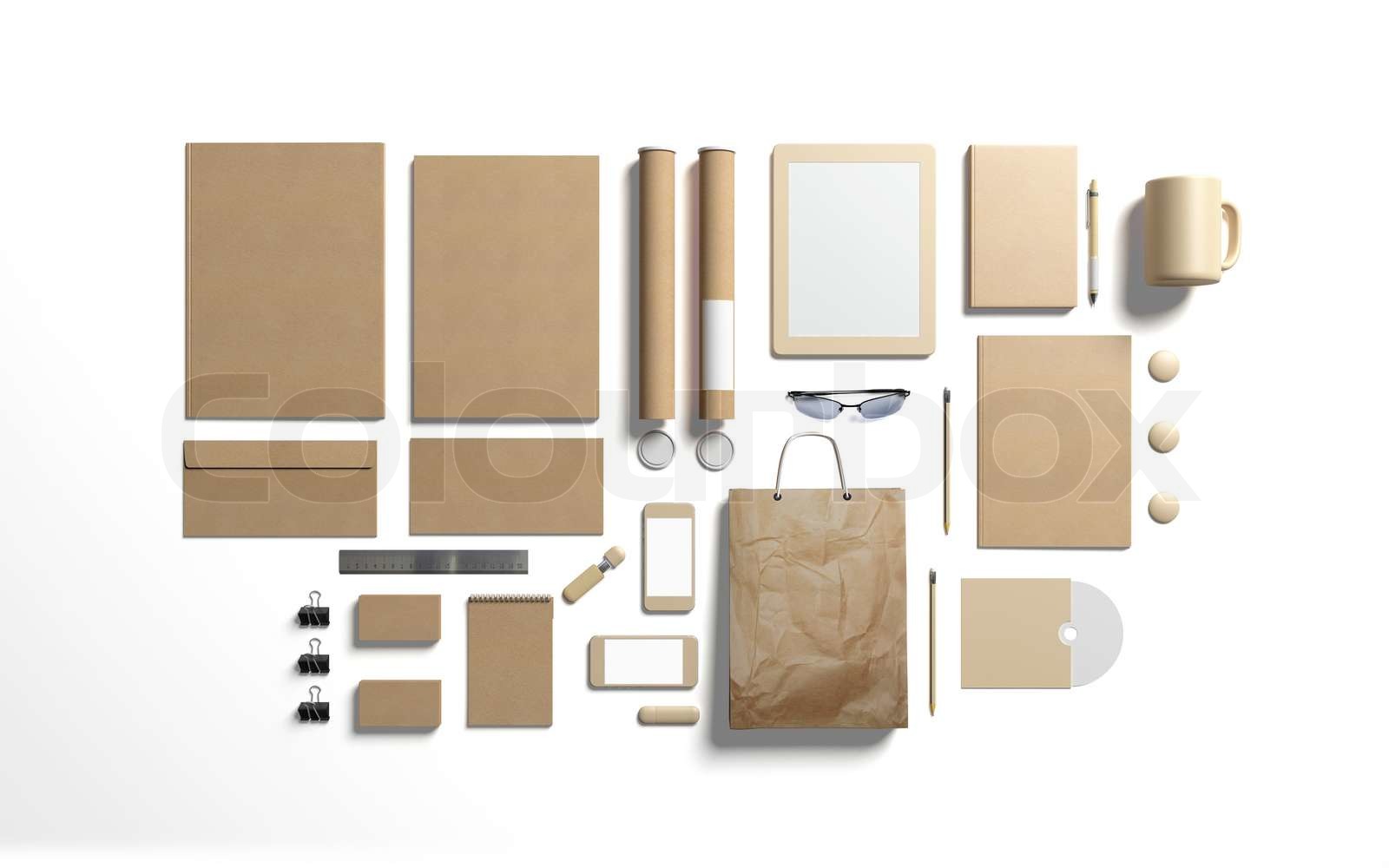 Cardboard branding elements to replace your design | Stock image ...