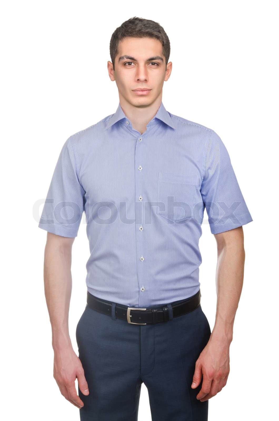 Male model with shirt isolated on white | Stock image | Colourbox