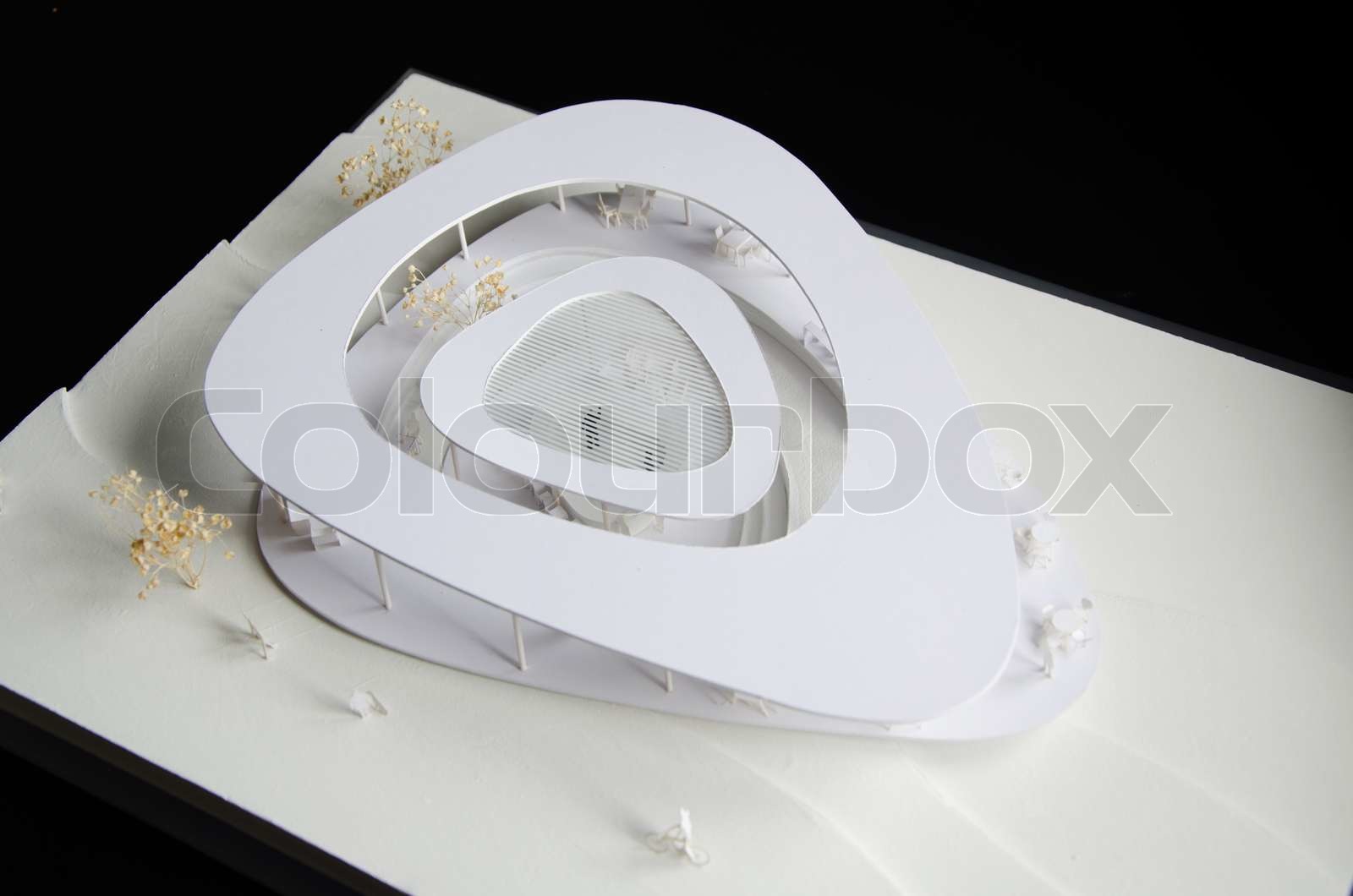 Architectural model of a curve building with contour | Stock image ...