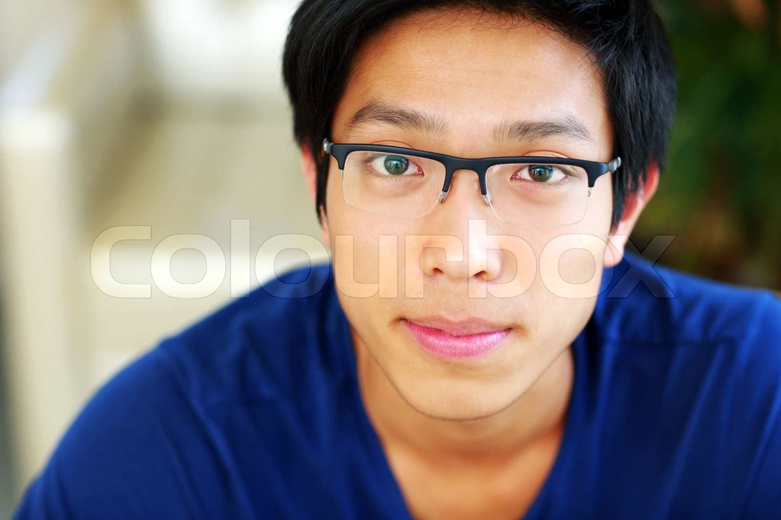 Closeup portrait of a serious asian man | Stock image | Colourbox