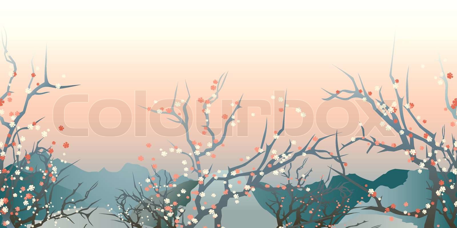 japan landscape | Stock vector | Colourbox