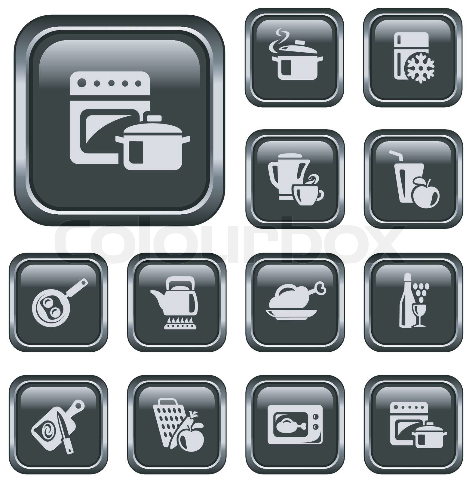 Kitchen and cooking buttons | Stock vector | Colourbox