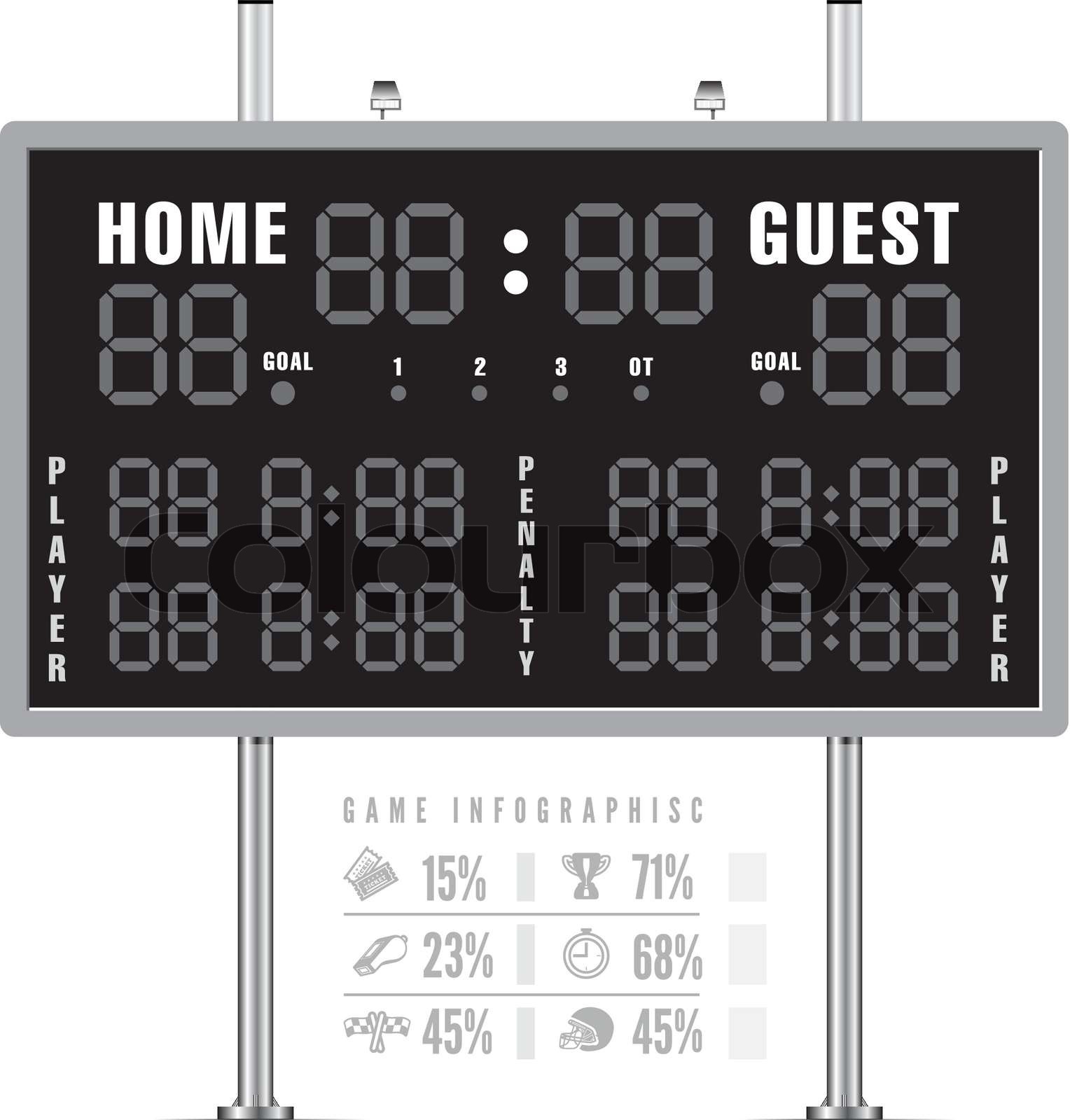 American football scoreboard with infographics | Stock vector | Colourbox