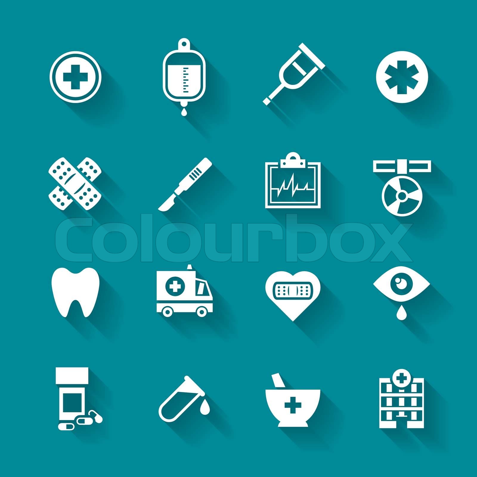 Set of white flat vector medical icons. | Stock vector | Colourbox