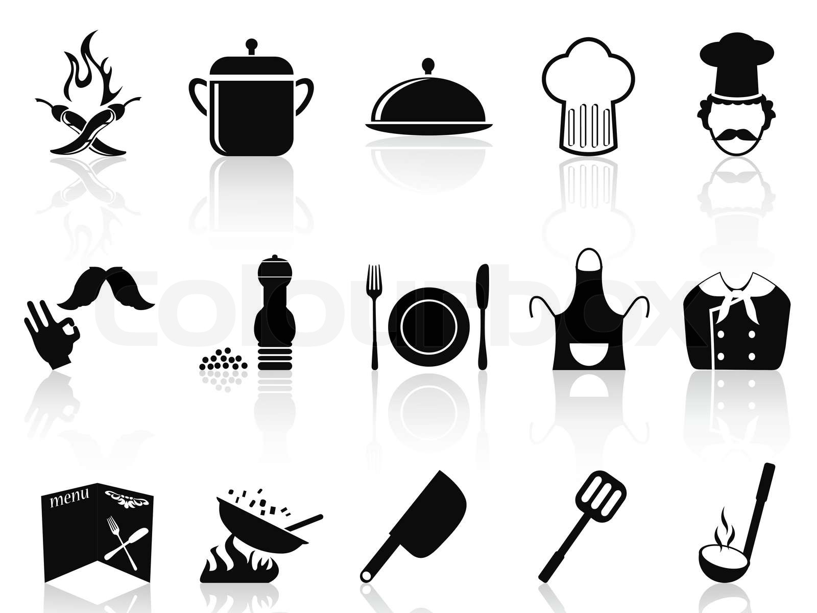 black chef icons set | Stock vector | Colourbox