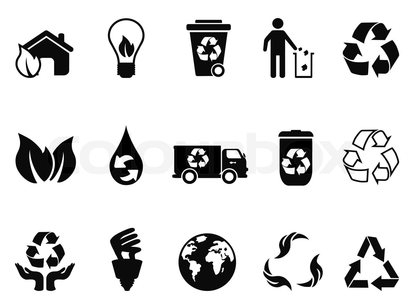 black recycling icons set | Stock vector | Colourbox