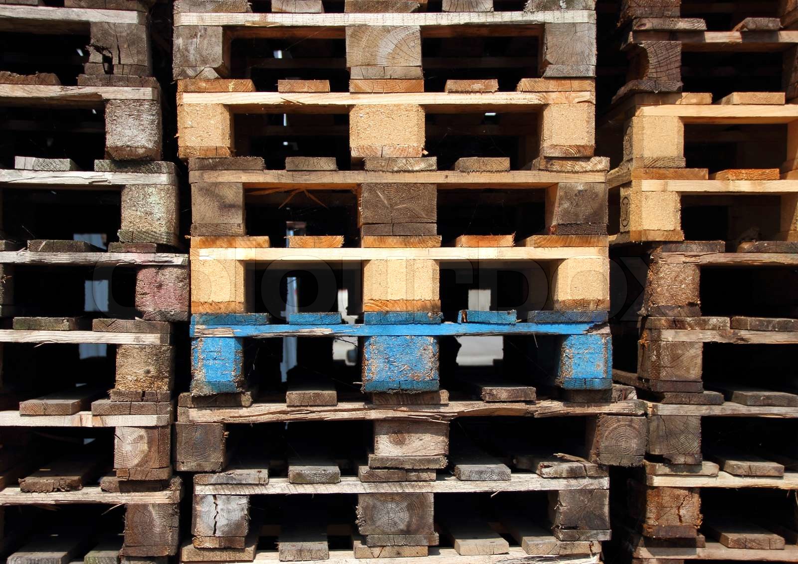 Selection of wooden transport pallets front view | Stock image | Colourbox