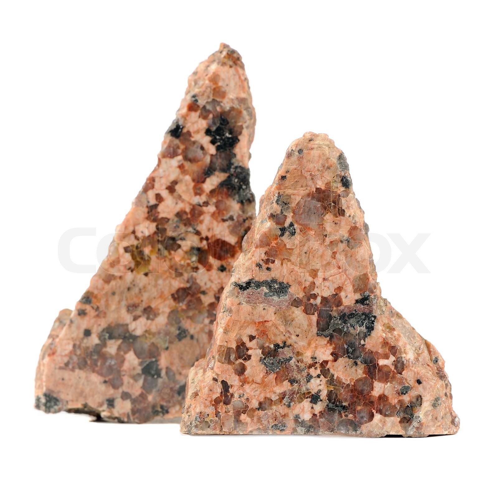 Polished Granite Stone Pieces Isolated on White Background | Stock ...