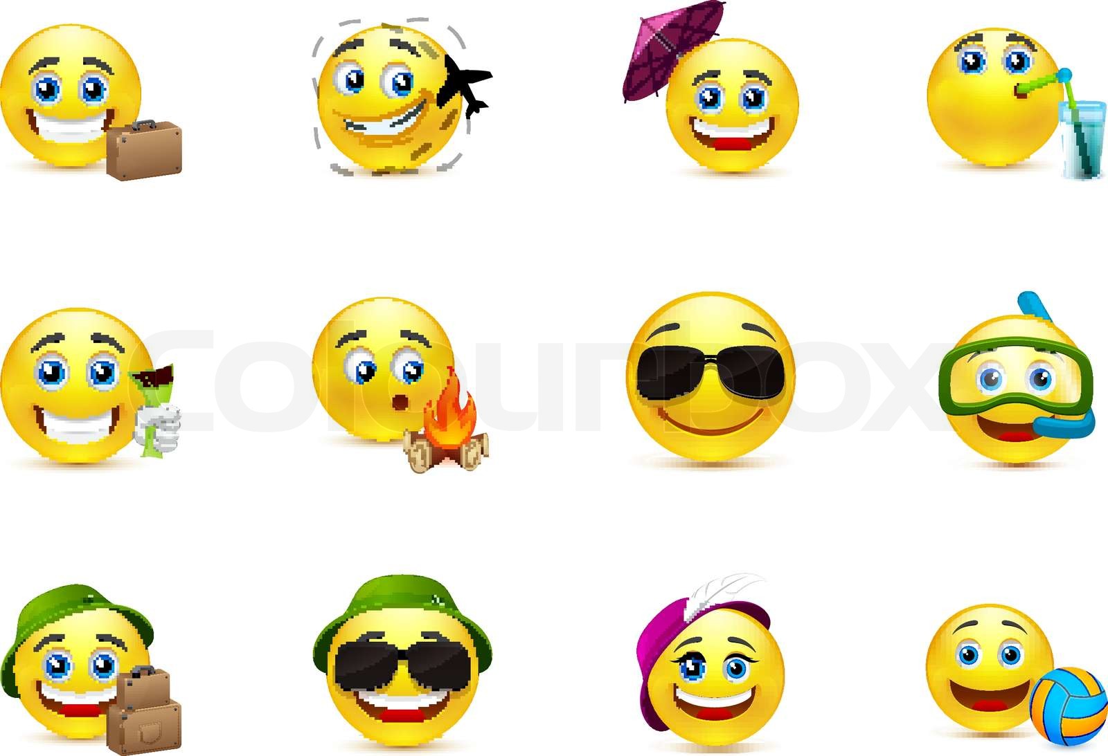 emoticon, smiley, rejse | Stock vektor | Colourbox