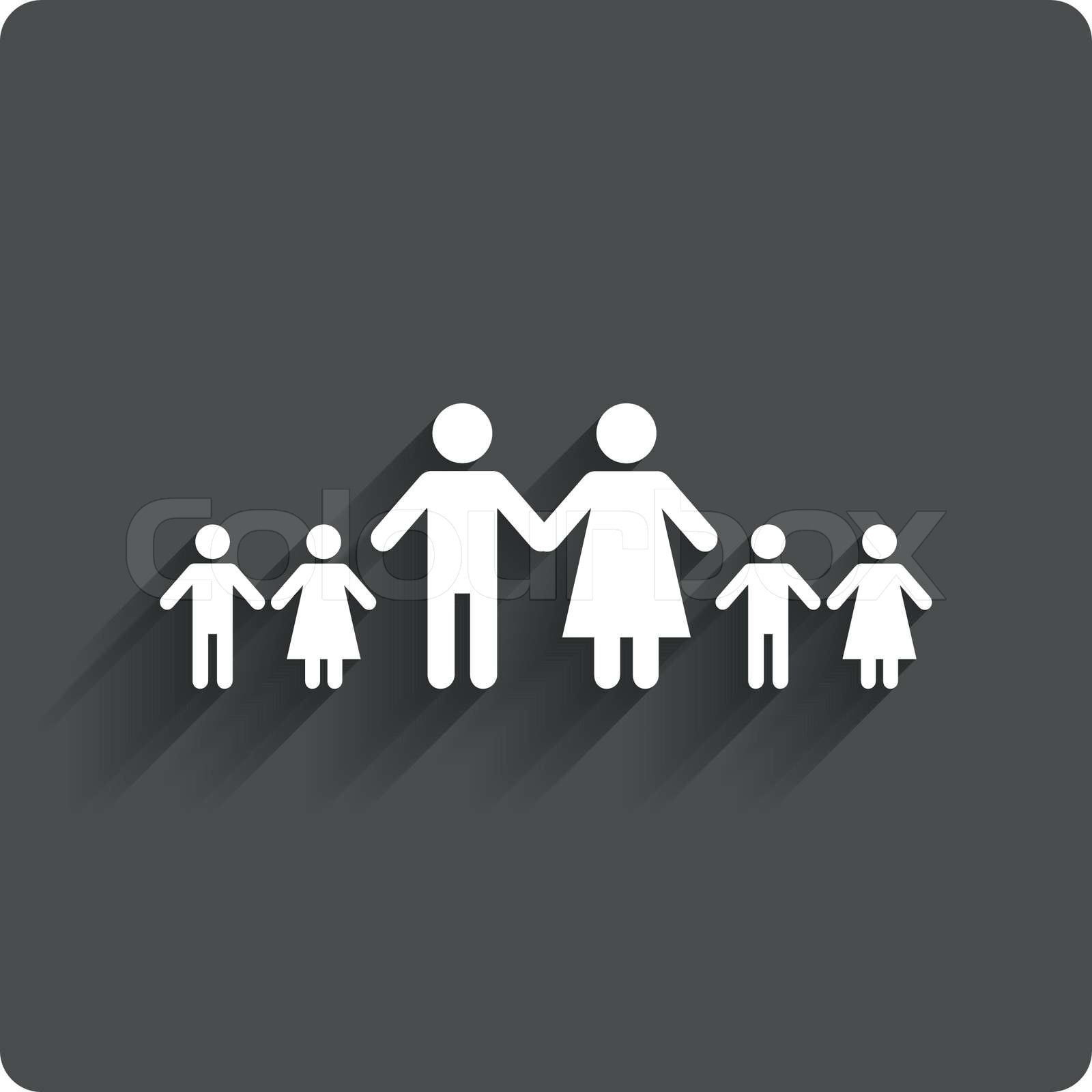 Complete large family with many children sign. | Stock vector | Colourbox