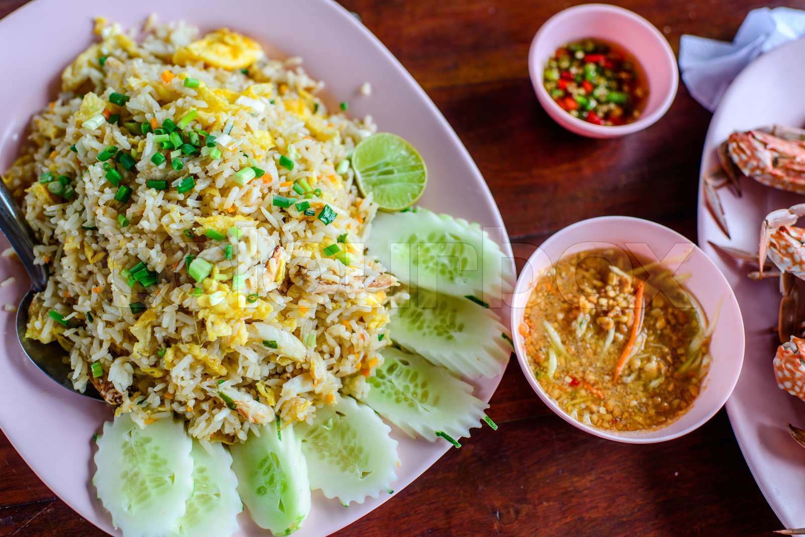Thai cuisine ,fried rice with crab | Stock image | Colourbox