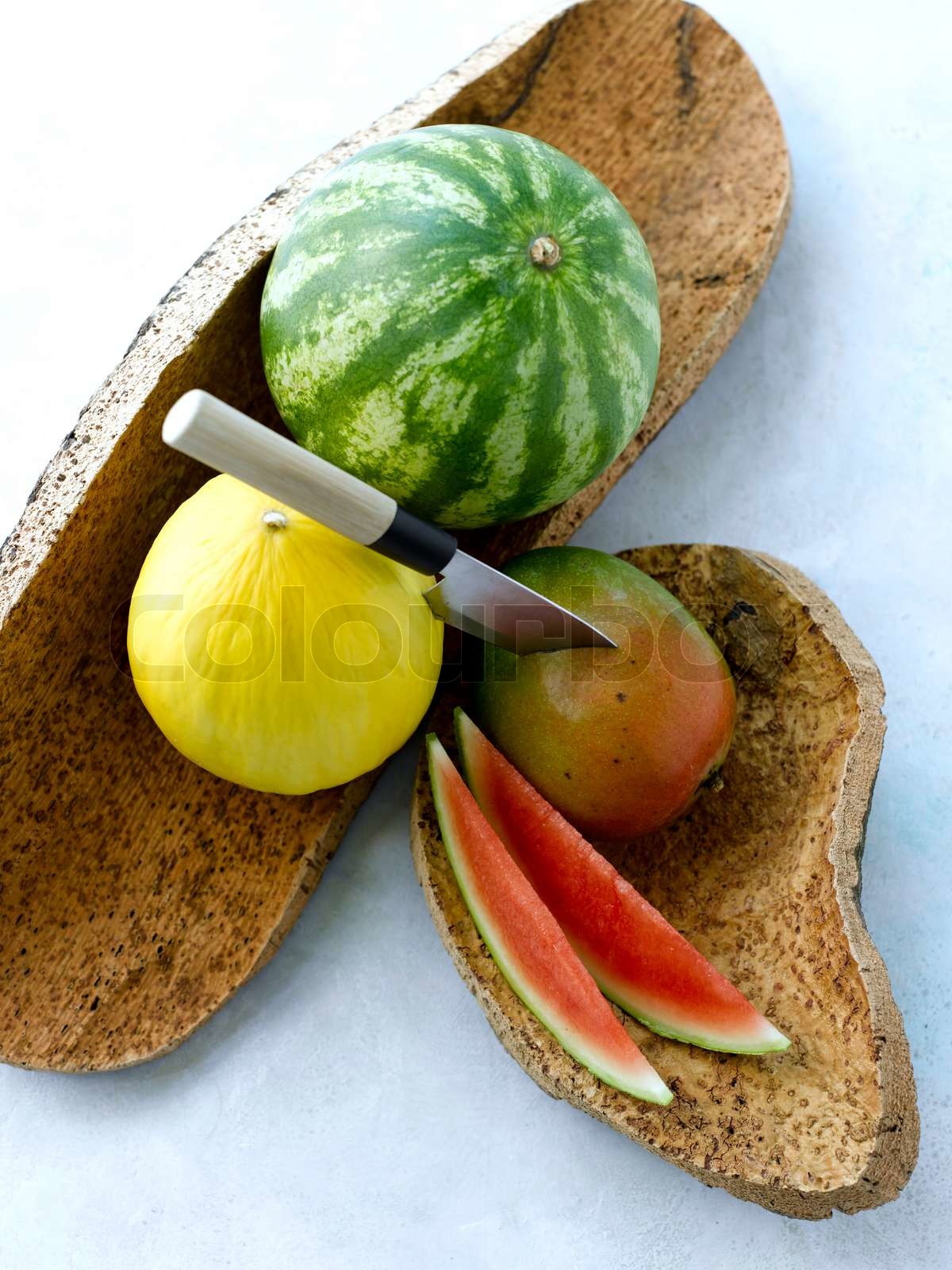 Selection of fruits - watermelon, melon and mango | Stock image | Colourbox