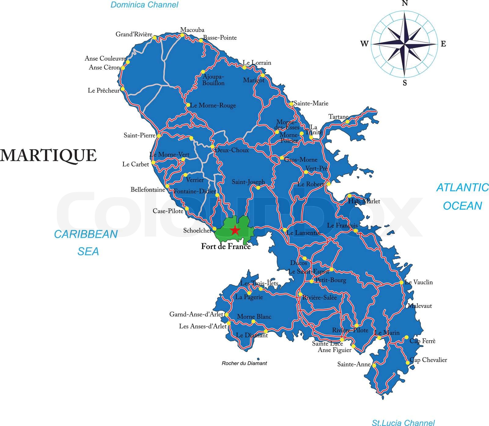 Martinique map | Stock vector | Colourbox