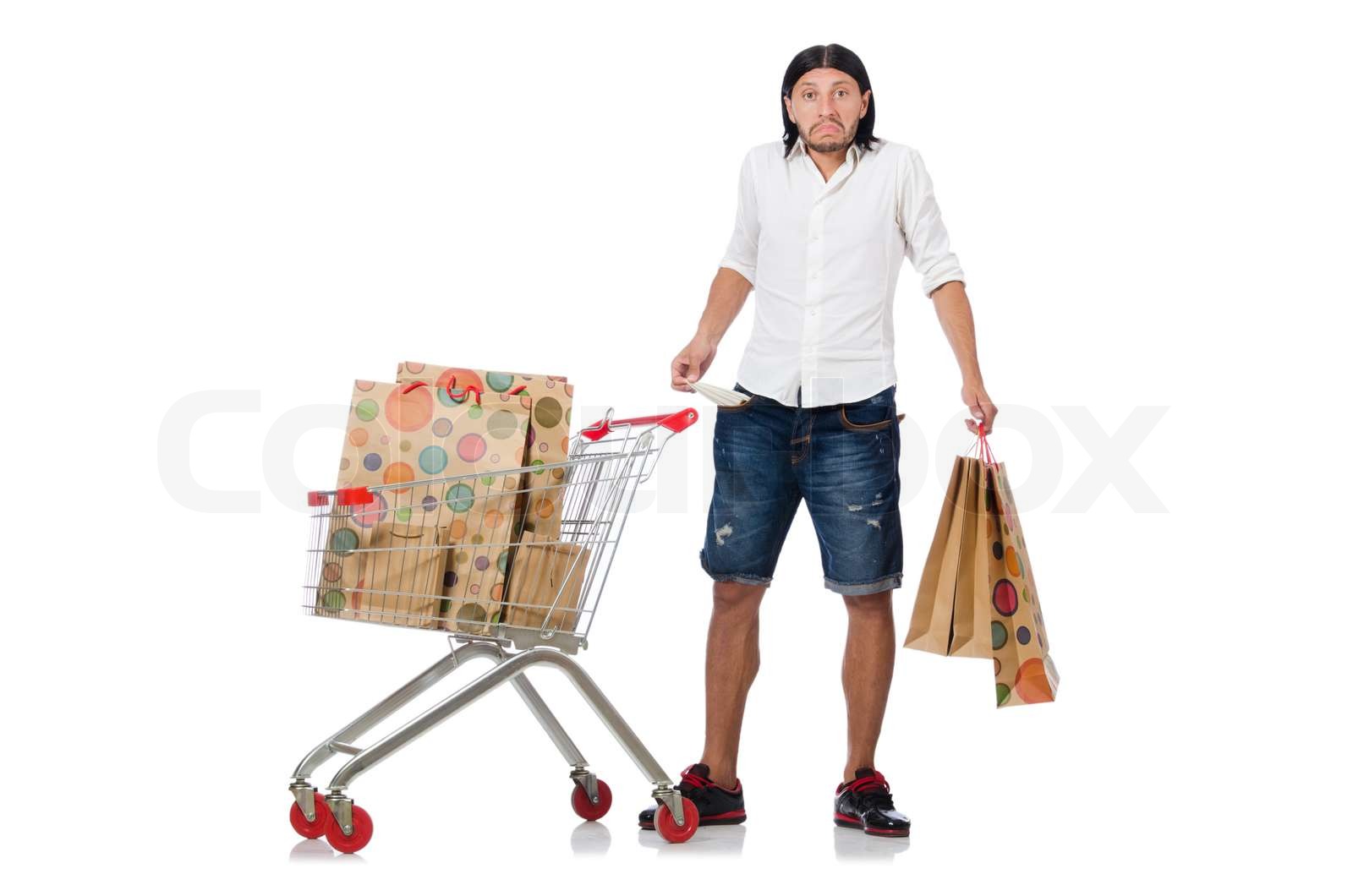 Man running out of money in the supermarket | Stock image | Colourbox