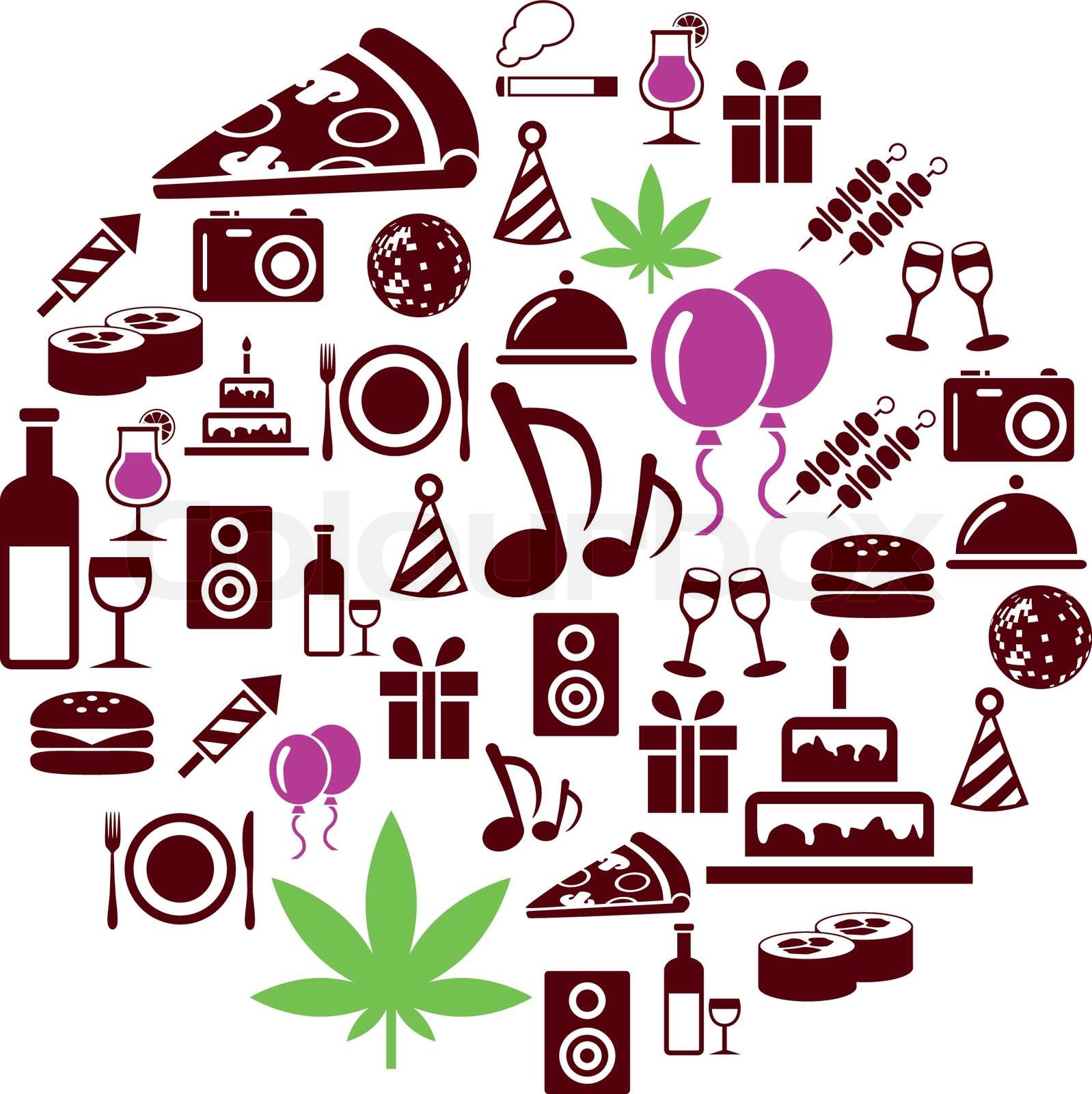 Party-Symbole im Kreis | Stock-Vektor | Colourbox