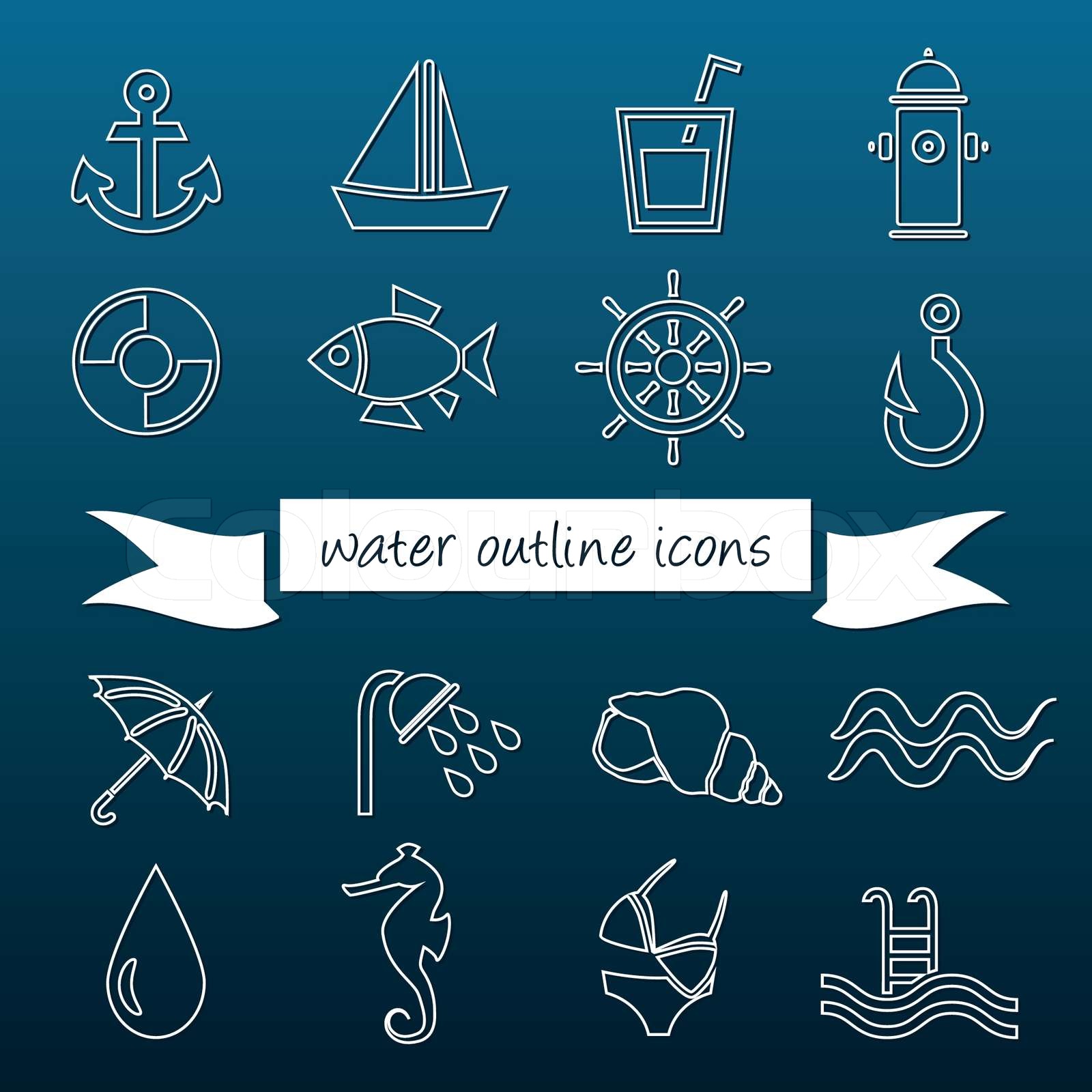 water outline icons | Stock vector | Colourbox