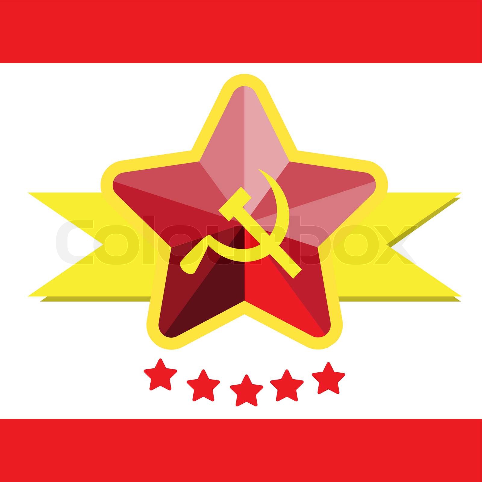 Russian or Communist flags hammer and sickle, vector illustration ...
