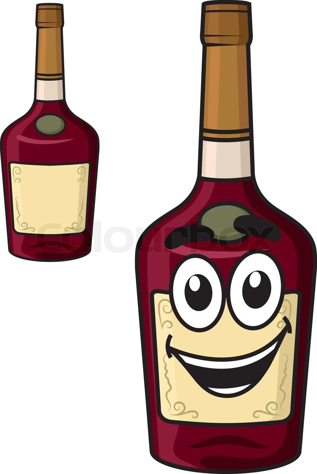 Cartoon smiling alcohol bottle | Stock vector | Colourbox