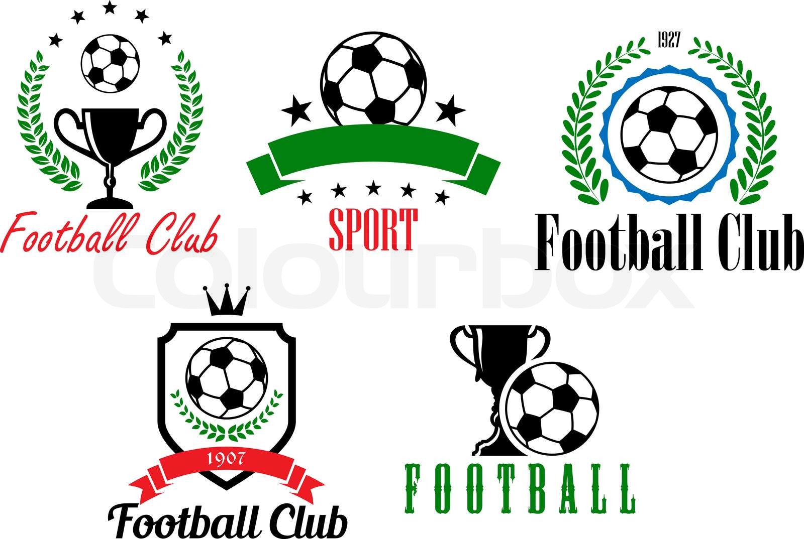 Football and soccer symbols or emblems | Stock vector | Colourbox