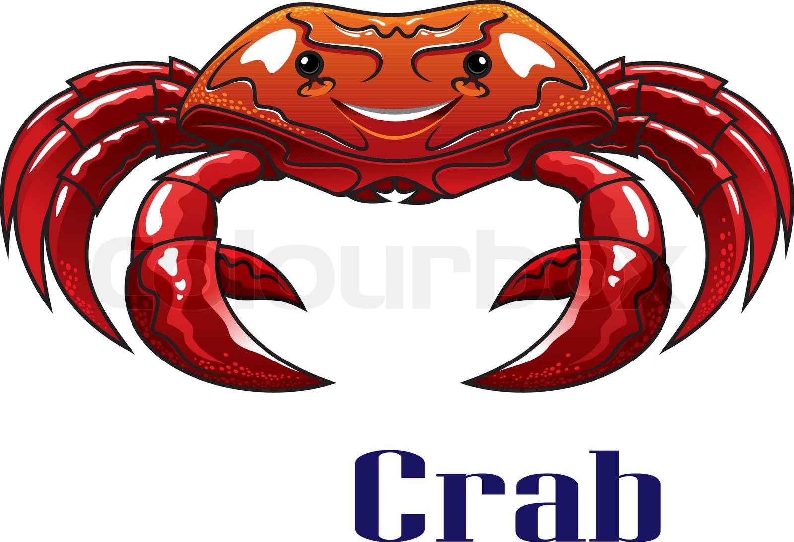 Cartoon red crab with big claws | Stock vector | Colourbox
