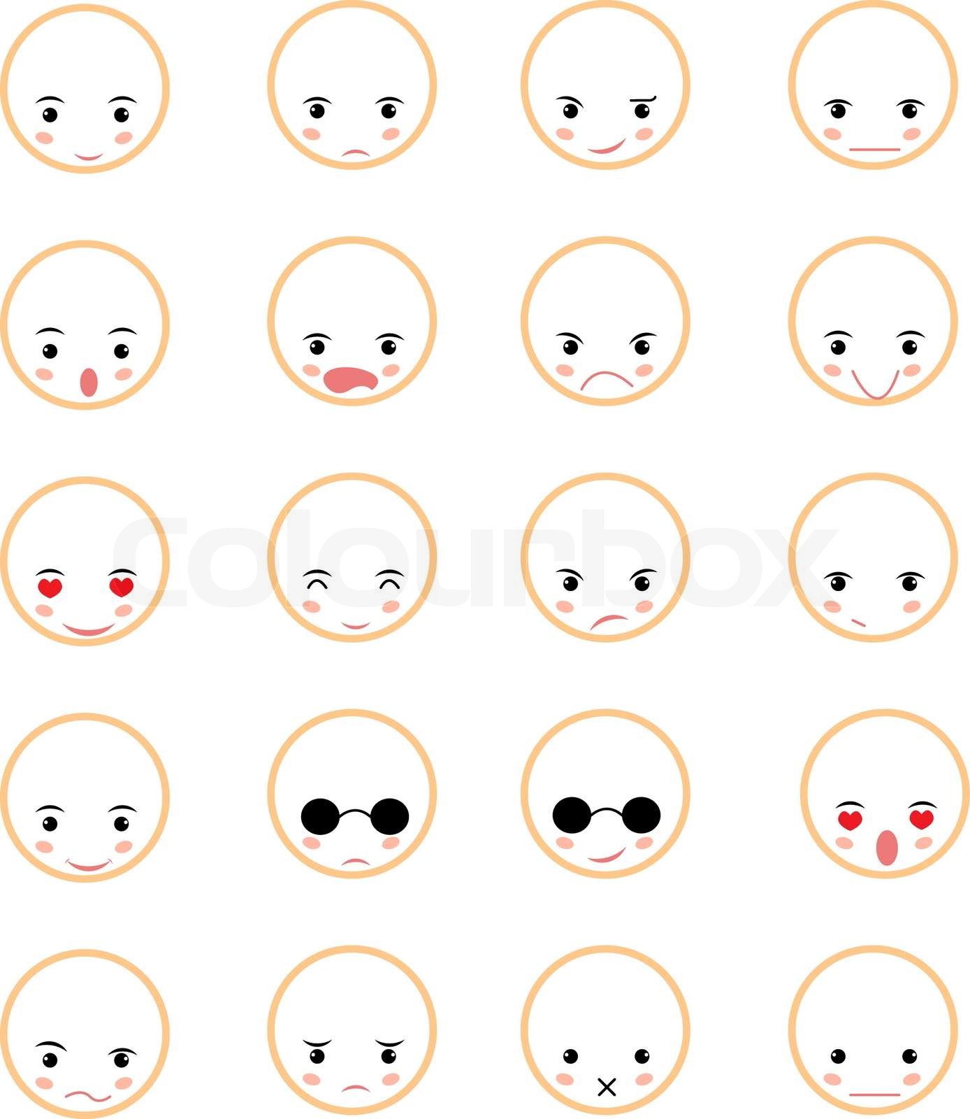 Set of faces with various emotion | Stock vector | Colourbox