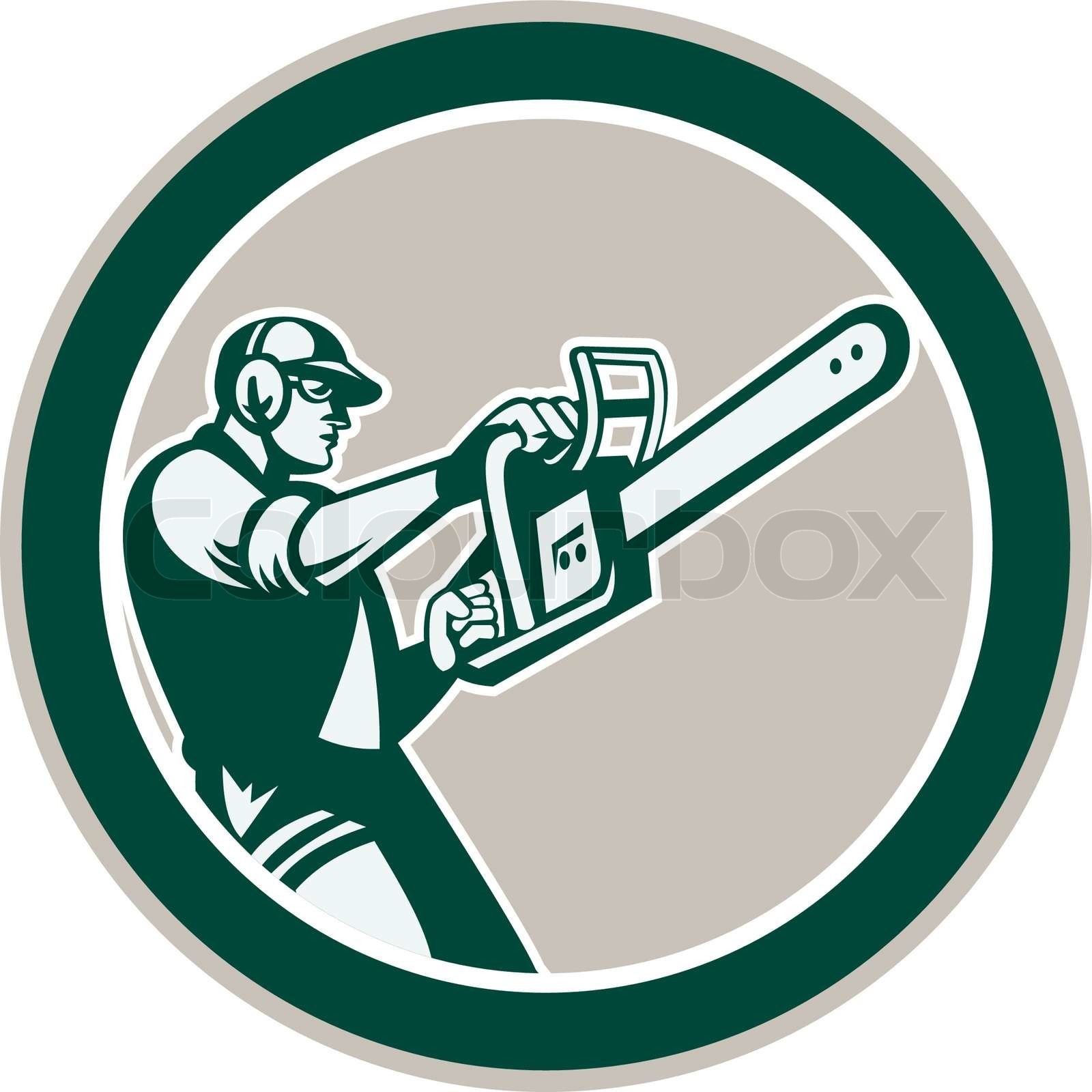 Lumberjack Tree Trimmer Arborist Chainsaw Circle | Stock vector | Colourbox