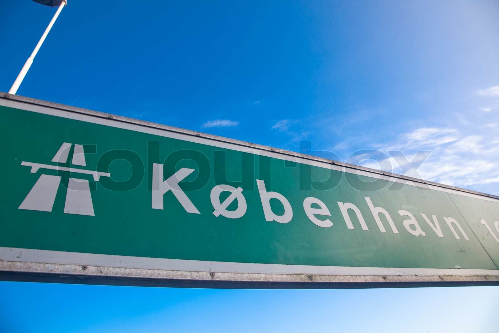 Highway sign in Copenhagen, Denmark | Stock image | Colourbox