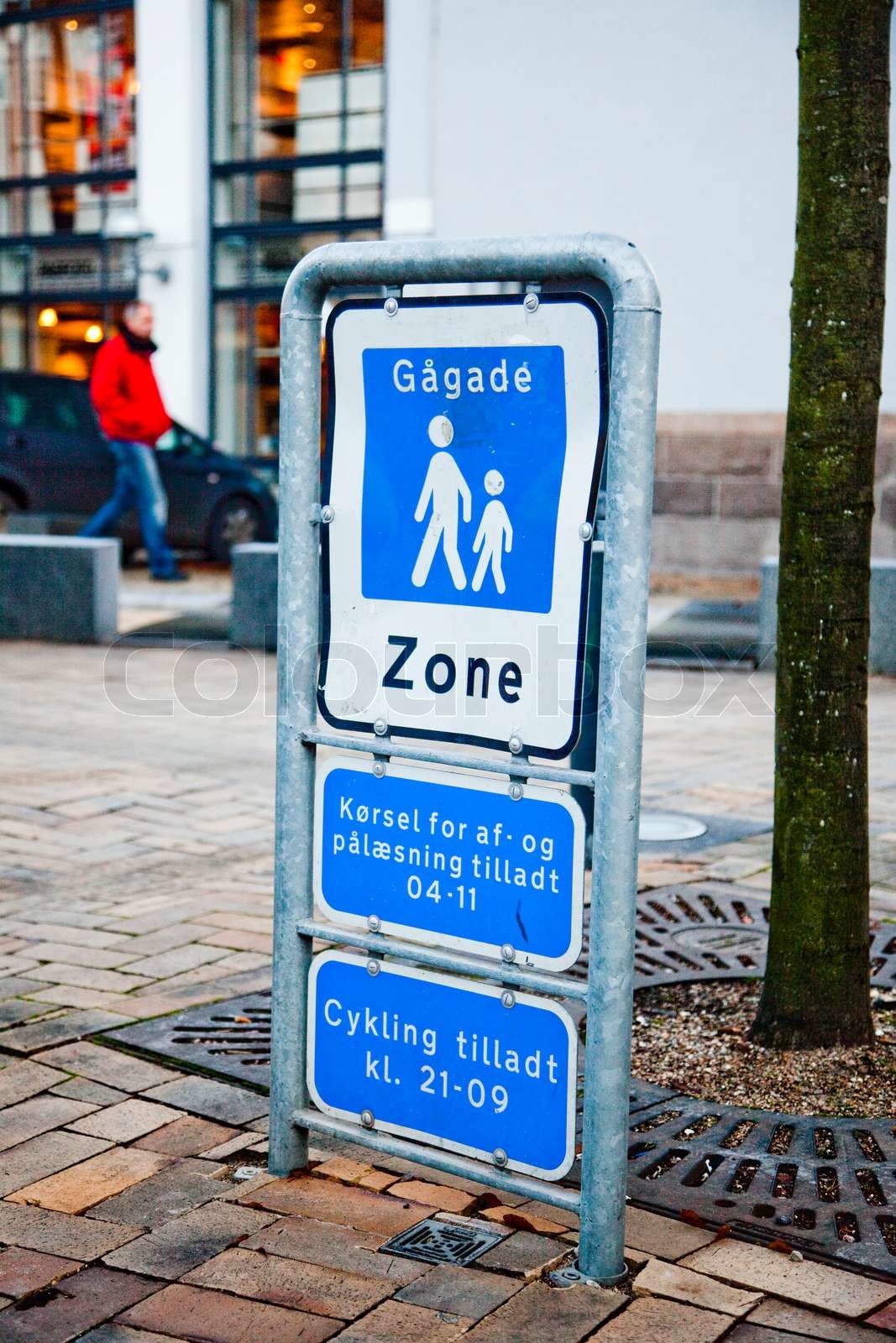 Danish sign for pedestrian walking | Stock image | Colourbox