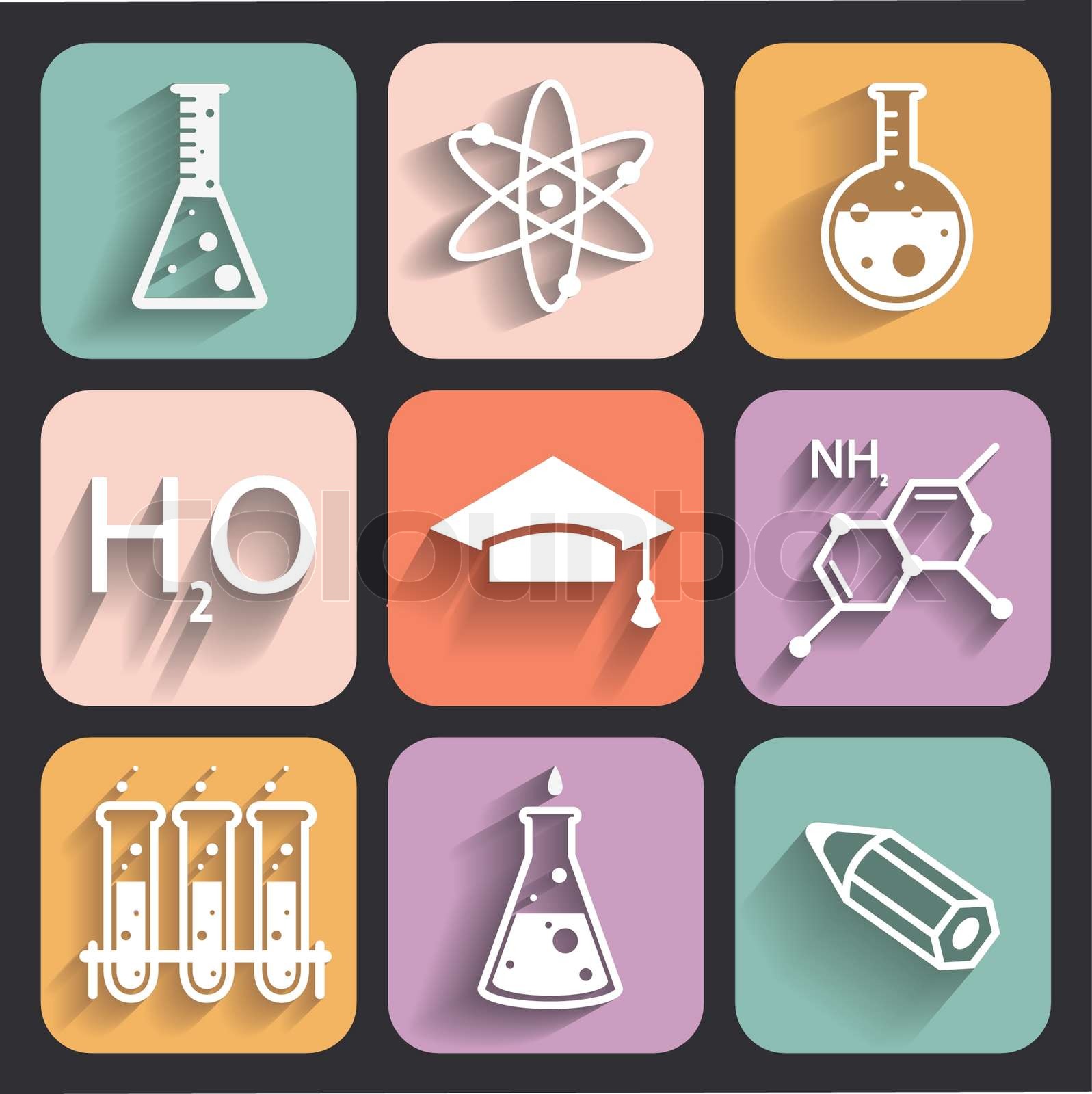 vColored chemistry icons for learning and web applications | Stock ...