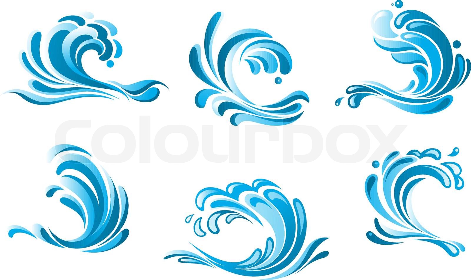 blaues Wasser-Wellen-Symbole | Stock-Vektor | Colourbox