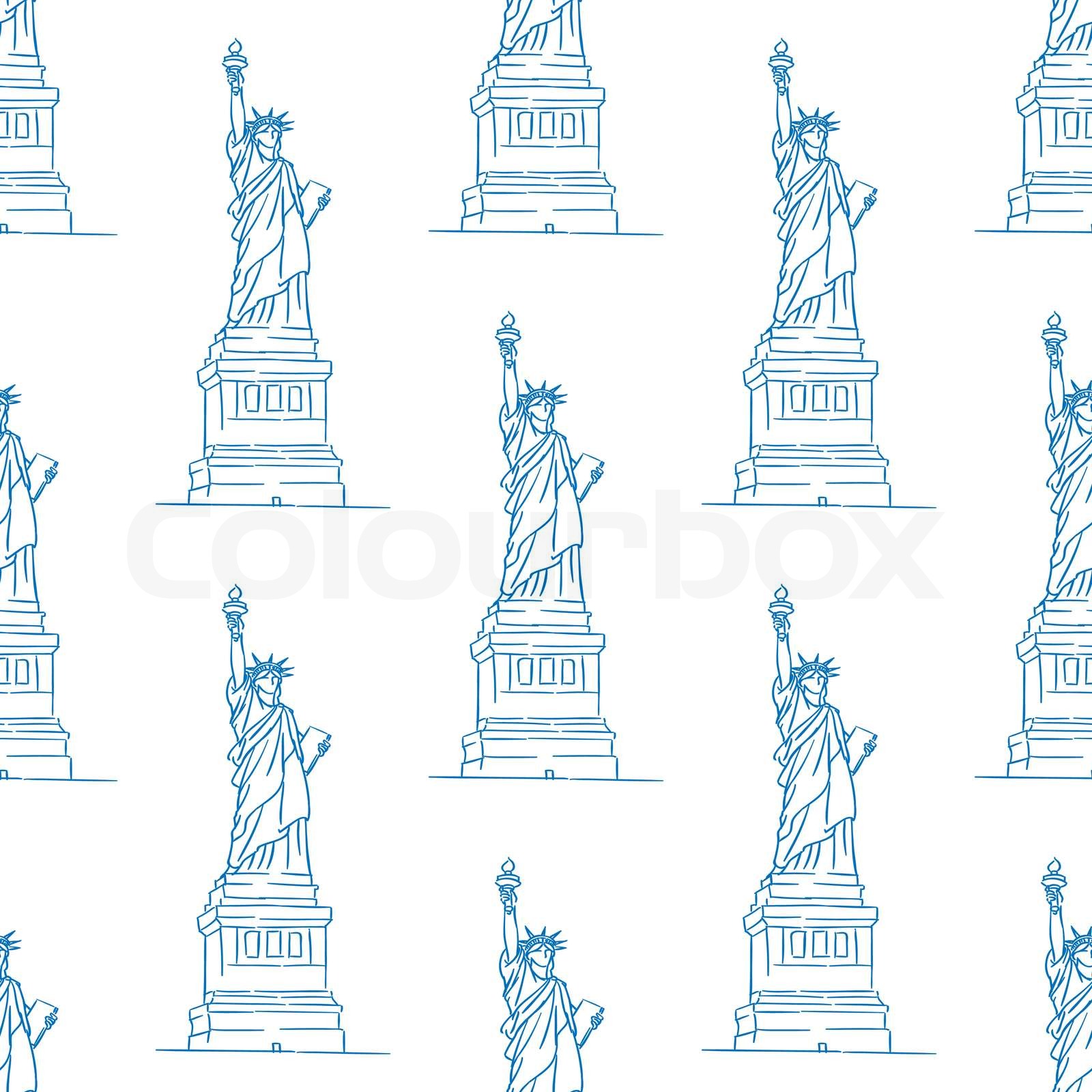 Statue of Liberty seamless pattern | Stock vector | Colourbox
