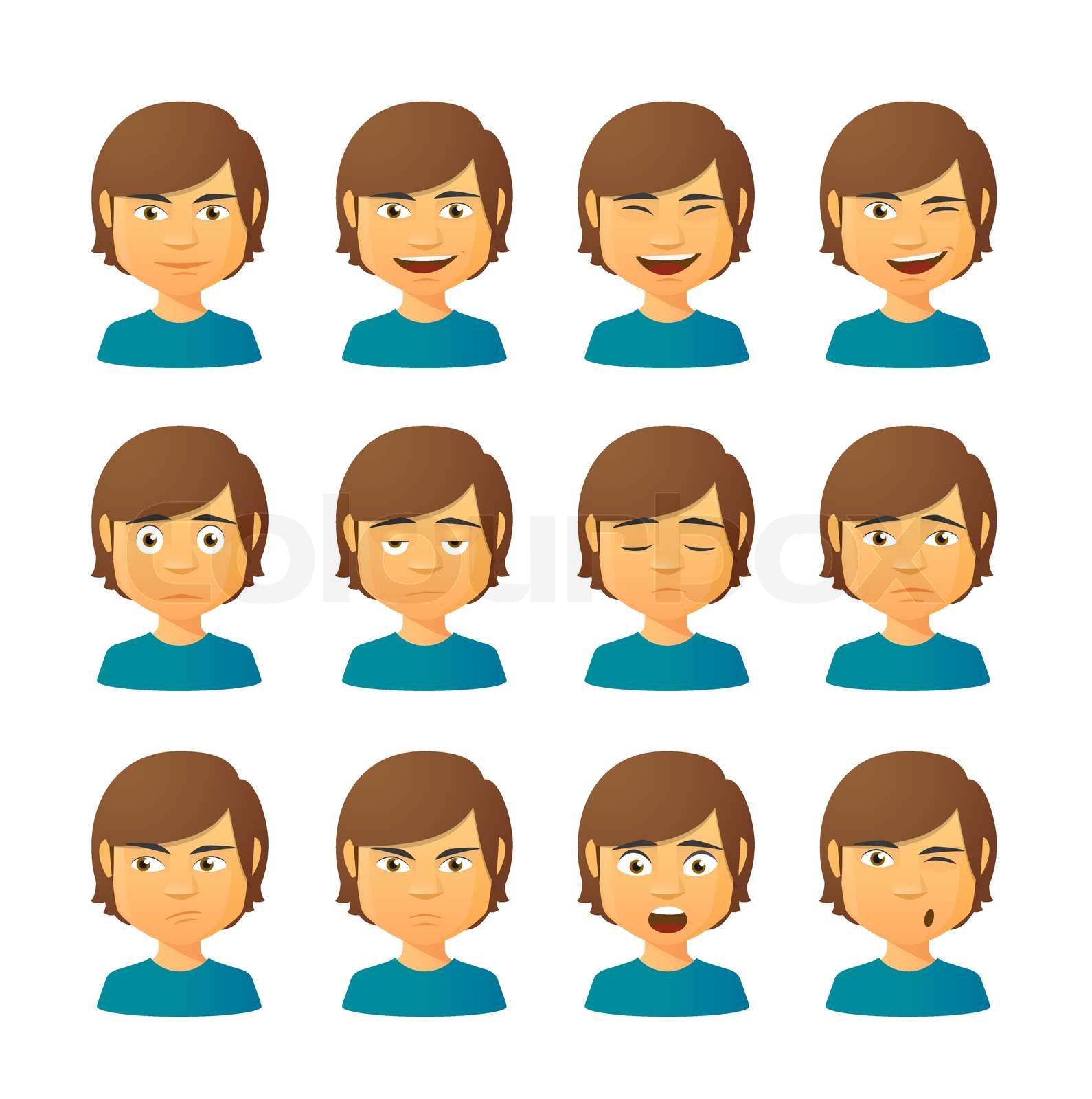 Male avatar expression set | Stock vector | Colourbox