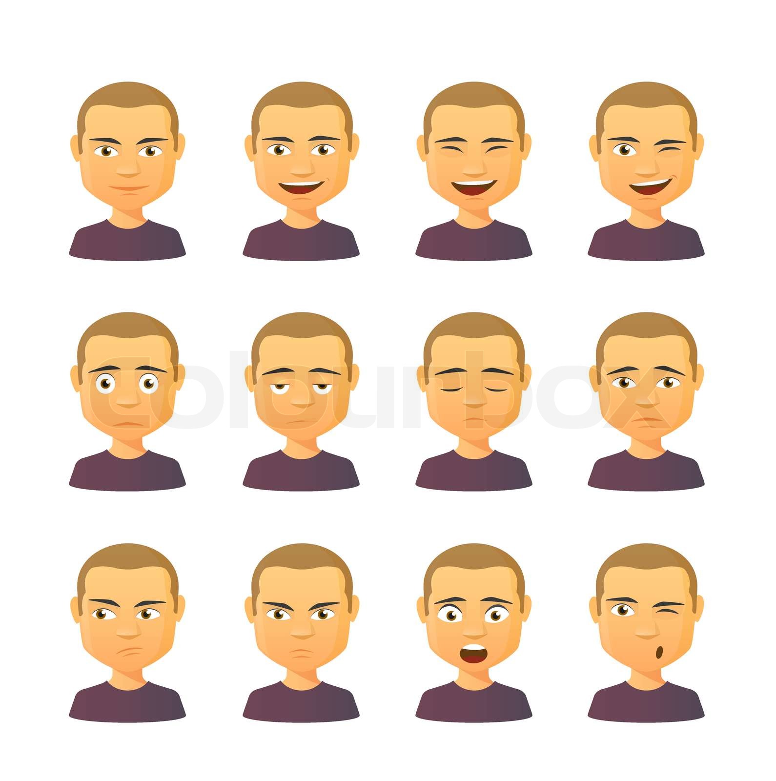 Male avatar expression set | Stock vector | Colourbox