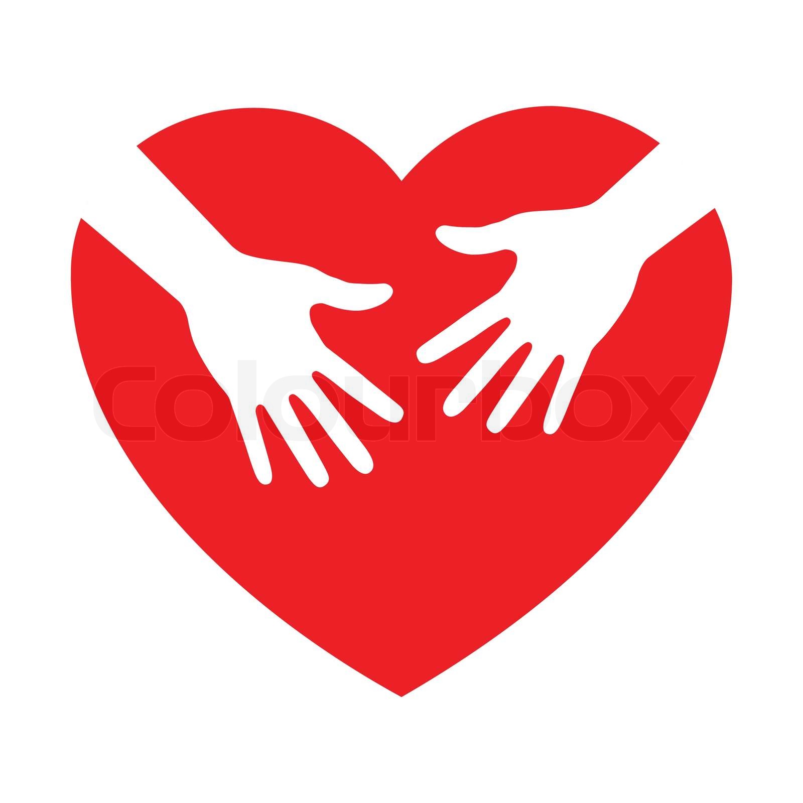 heart icon with caring hands | Stock vector | Colourbox