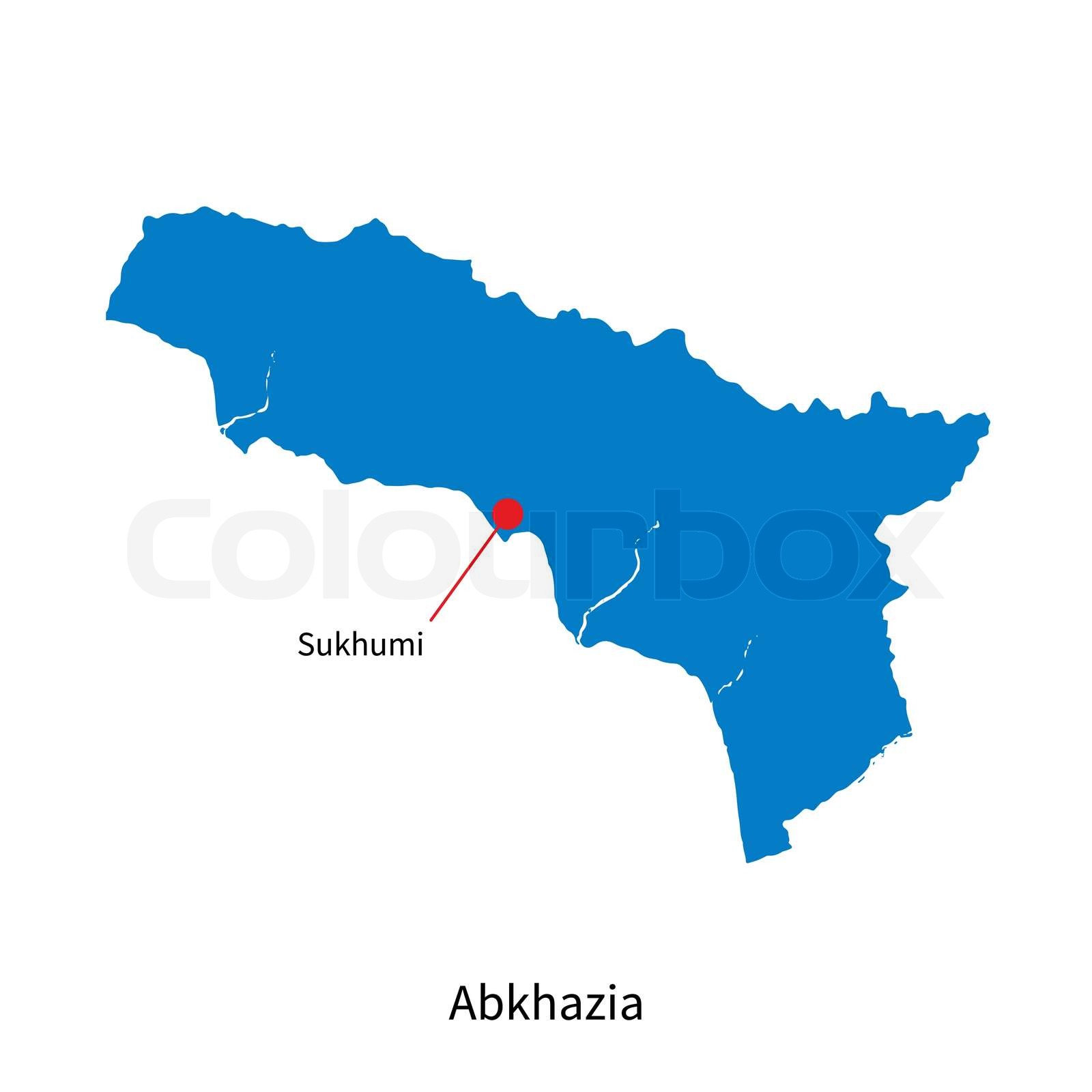 Detailed vector map of Abkhazia and capital city Sukhumi | Stock vector ...