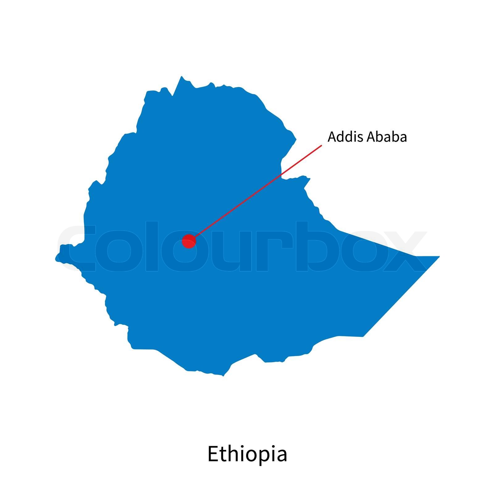 Detailed vector map of Ethiopia and capital city Addis Ababa | Stock ...