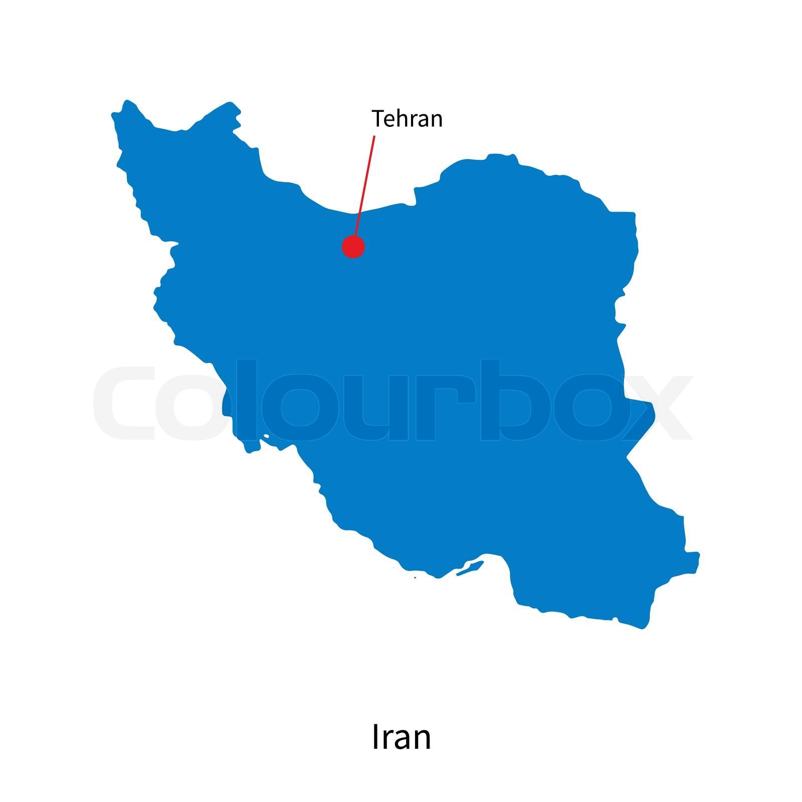 Detailed vector map of Iran and capital city Tehran | Stock vector ...