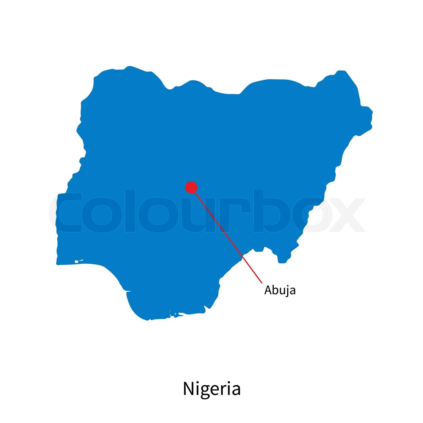 Detailed vector map of Nigeria and capital city Abuja | Stock vector ...