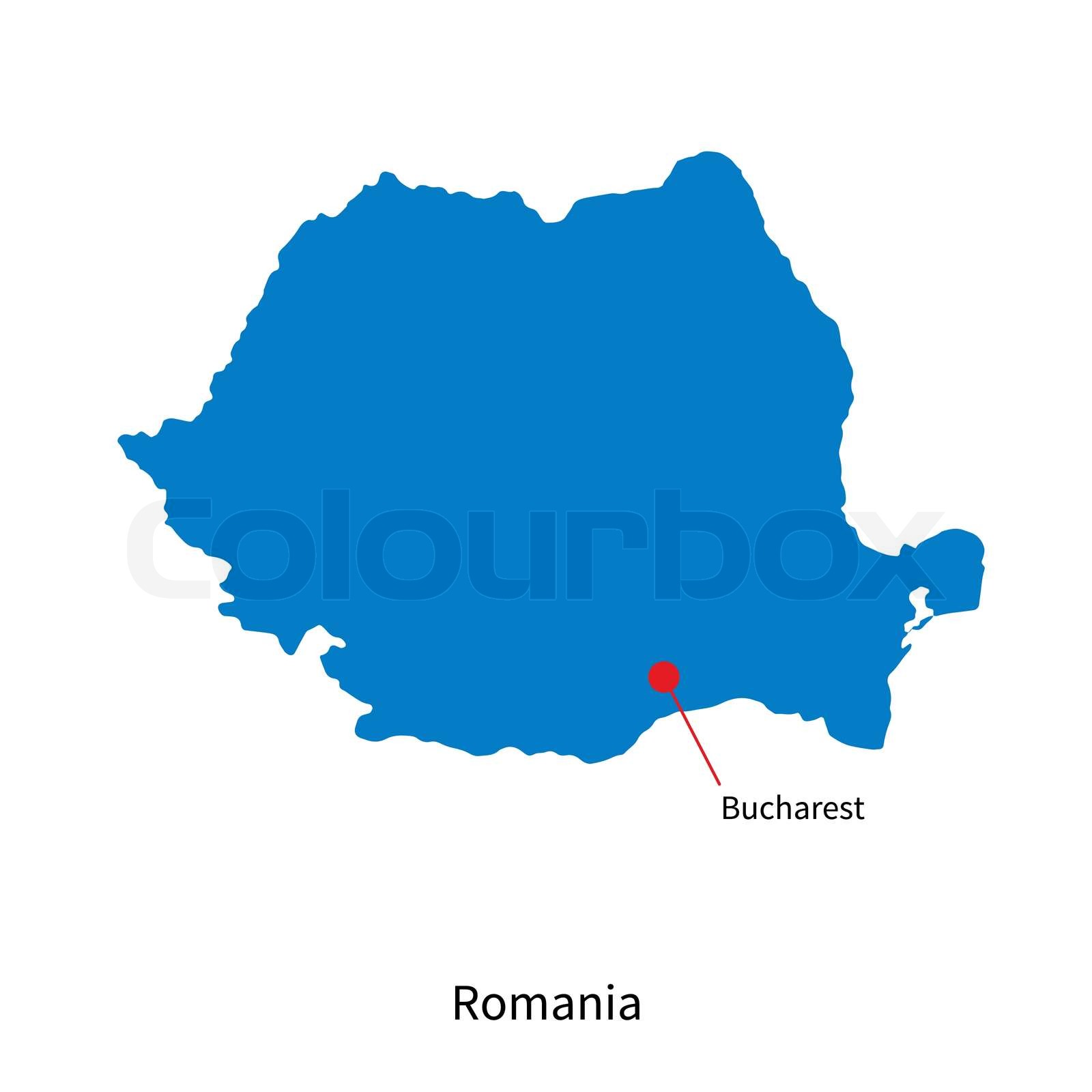 Detailed vector map of Romania and capital city Bucharest | Stock ...