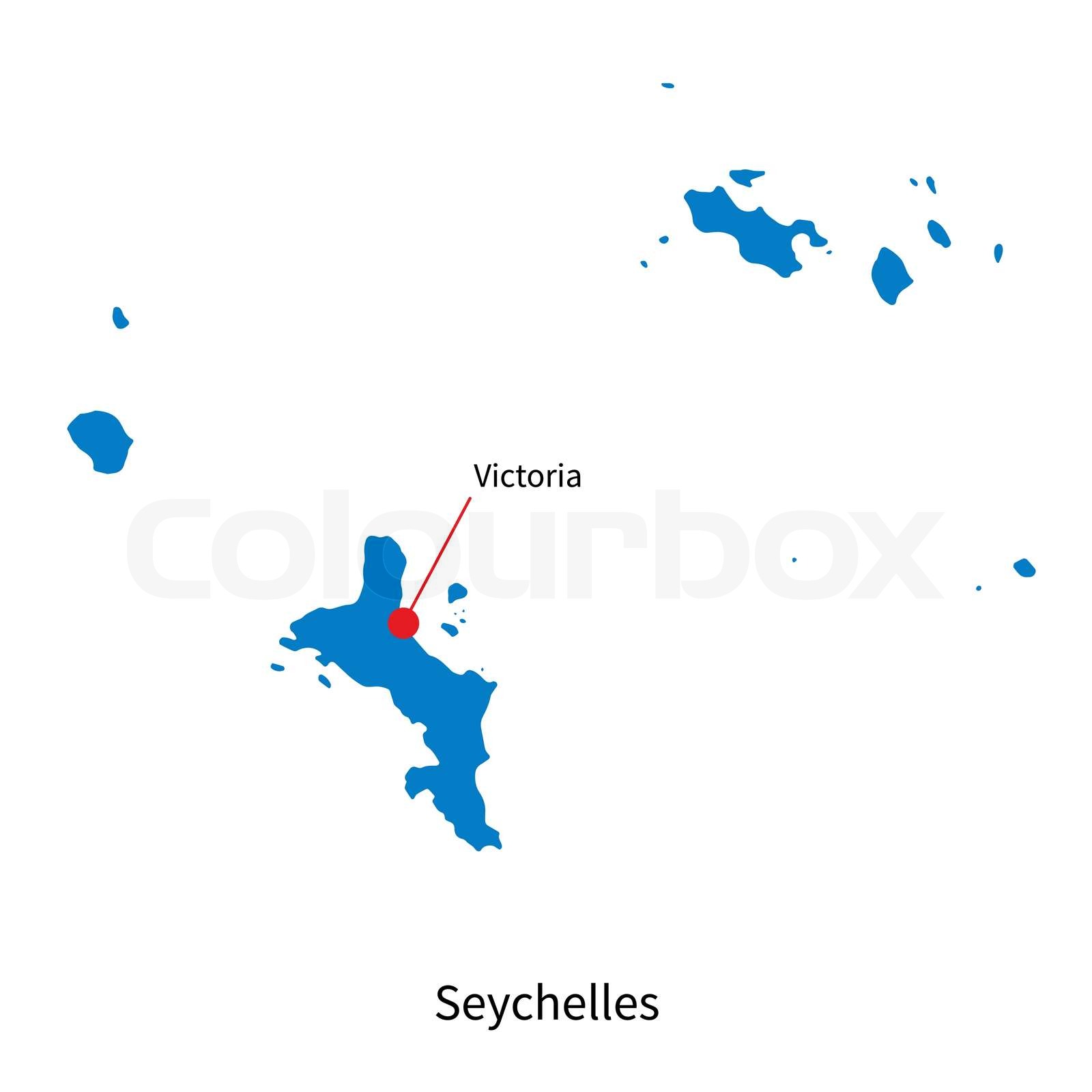 Detailed vector map of Seychelles and capital city Victoria | Stock ...