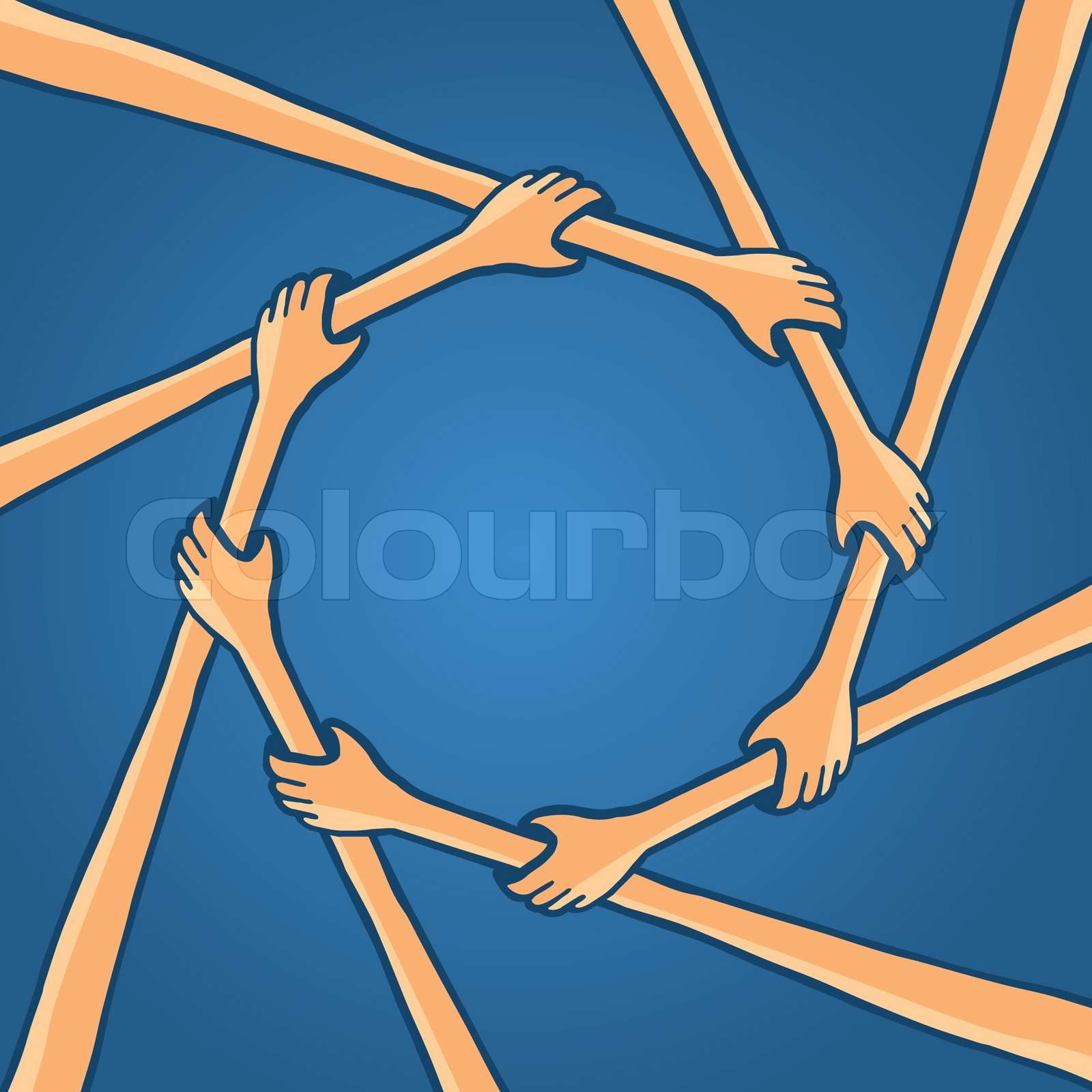 Circle of hands teamwork holding together | Stock vector | Colourbox